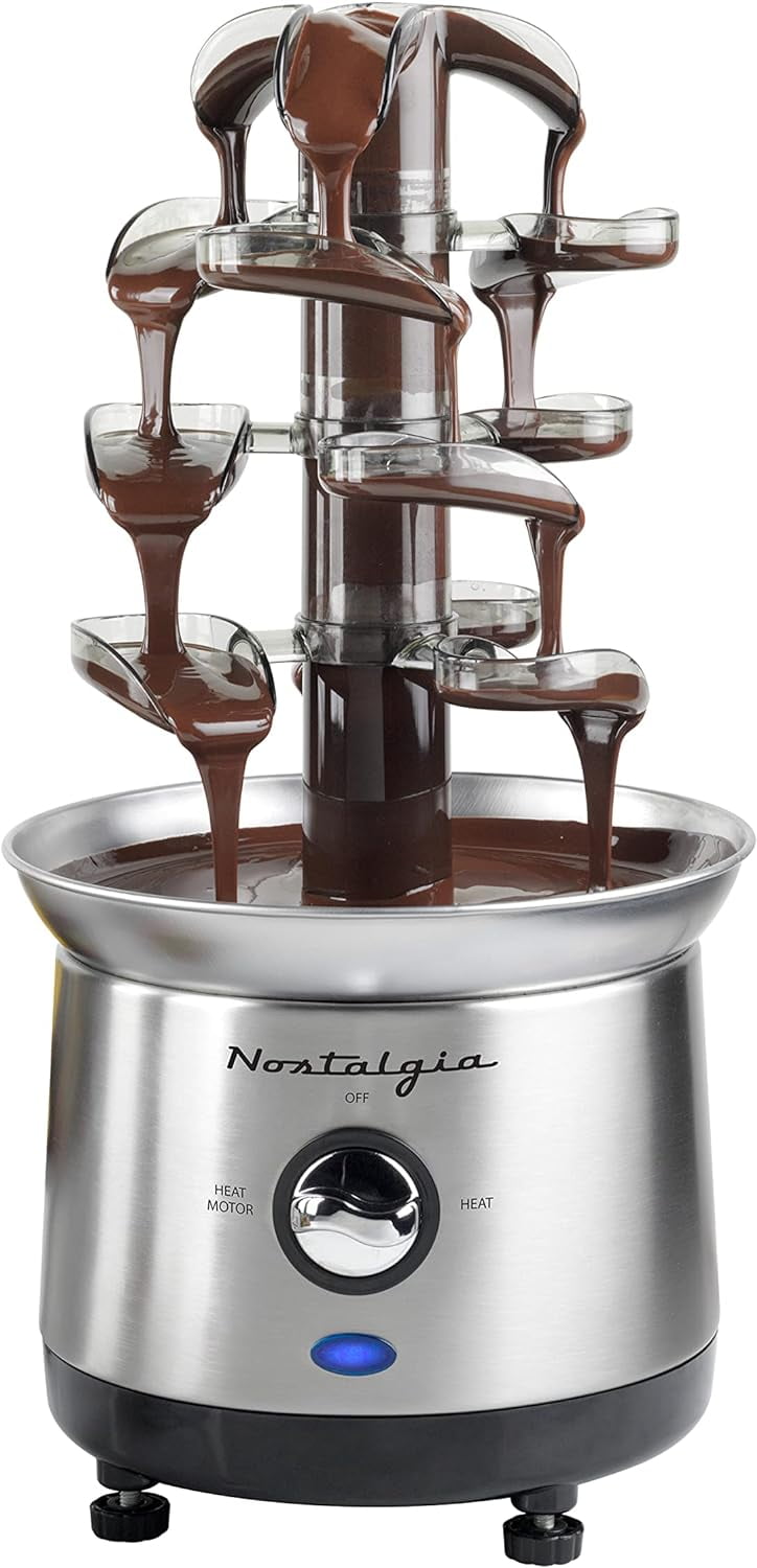 Nostalgia Electric 4-Tier Chocolate Fondue Machine Set, Stainless Steel ...