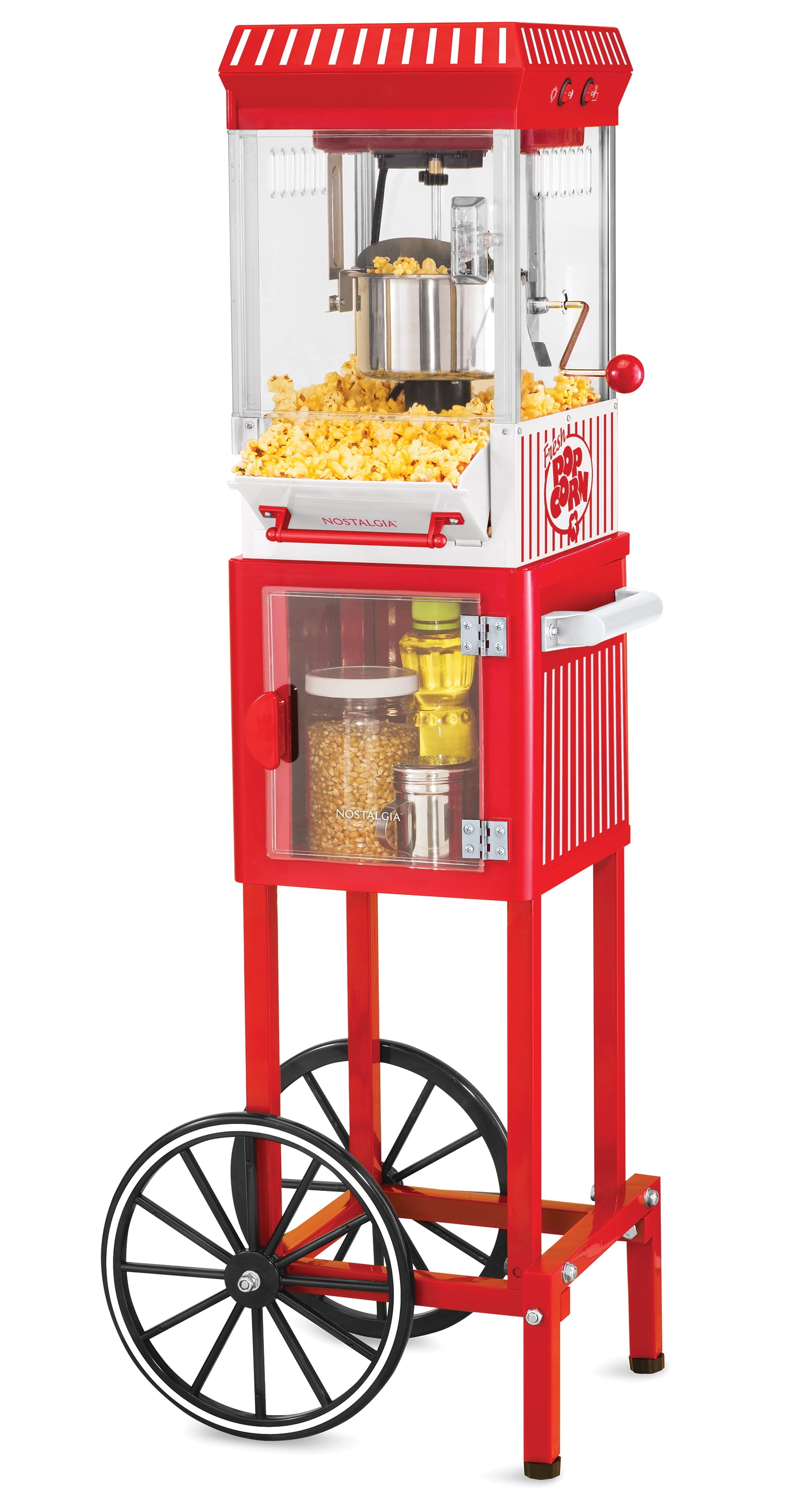 Nostalgia Vintage 2.5 Ounce Popcorn Cart 45 Inches Tall Red NKPCRT25RW