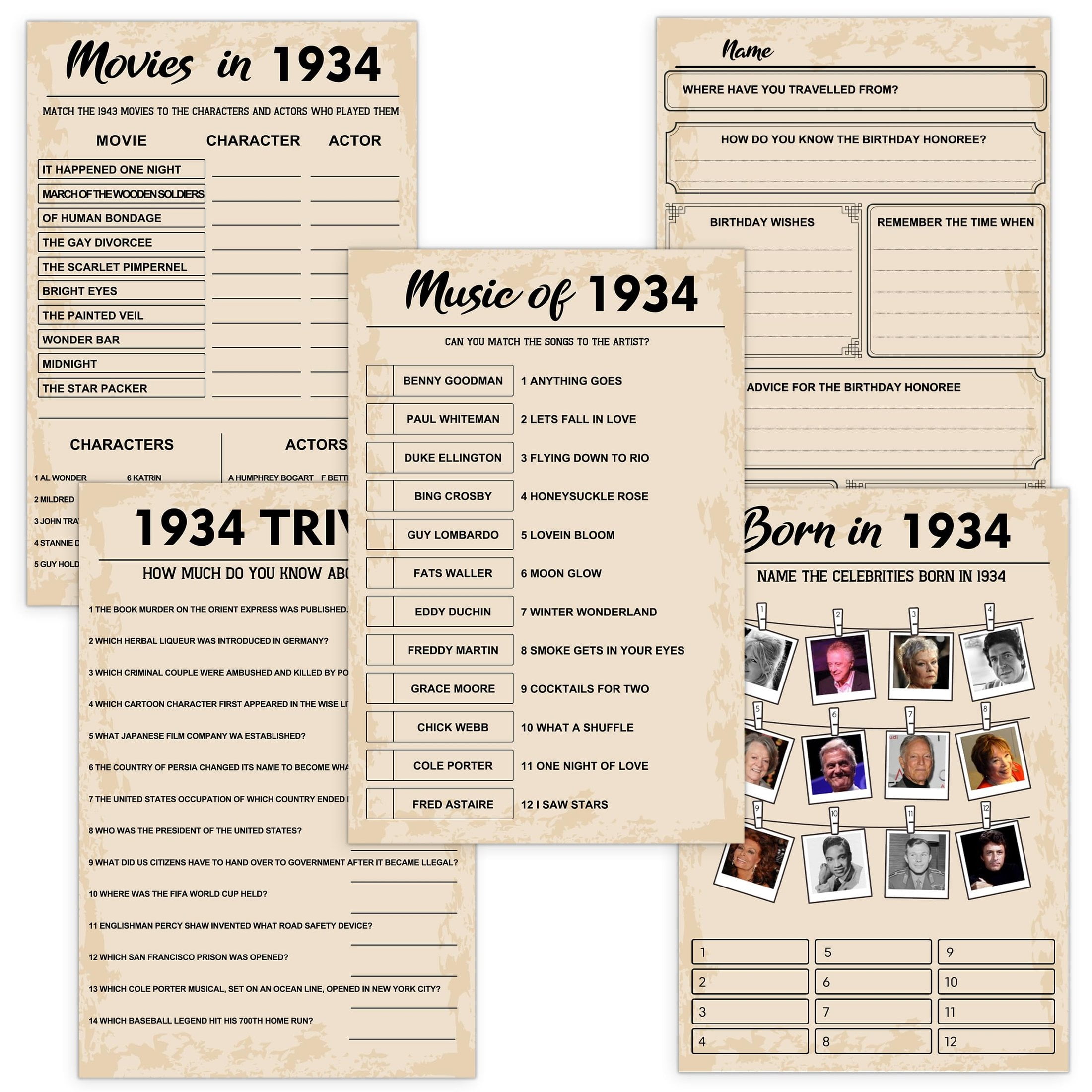 Nostalgia Celebration Games Bundle for 90th Birthday, Featuring 5 ...