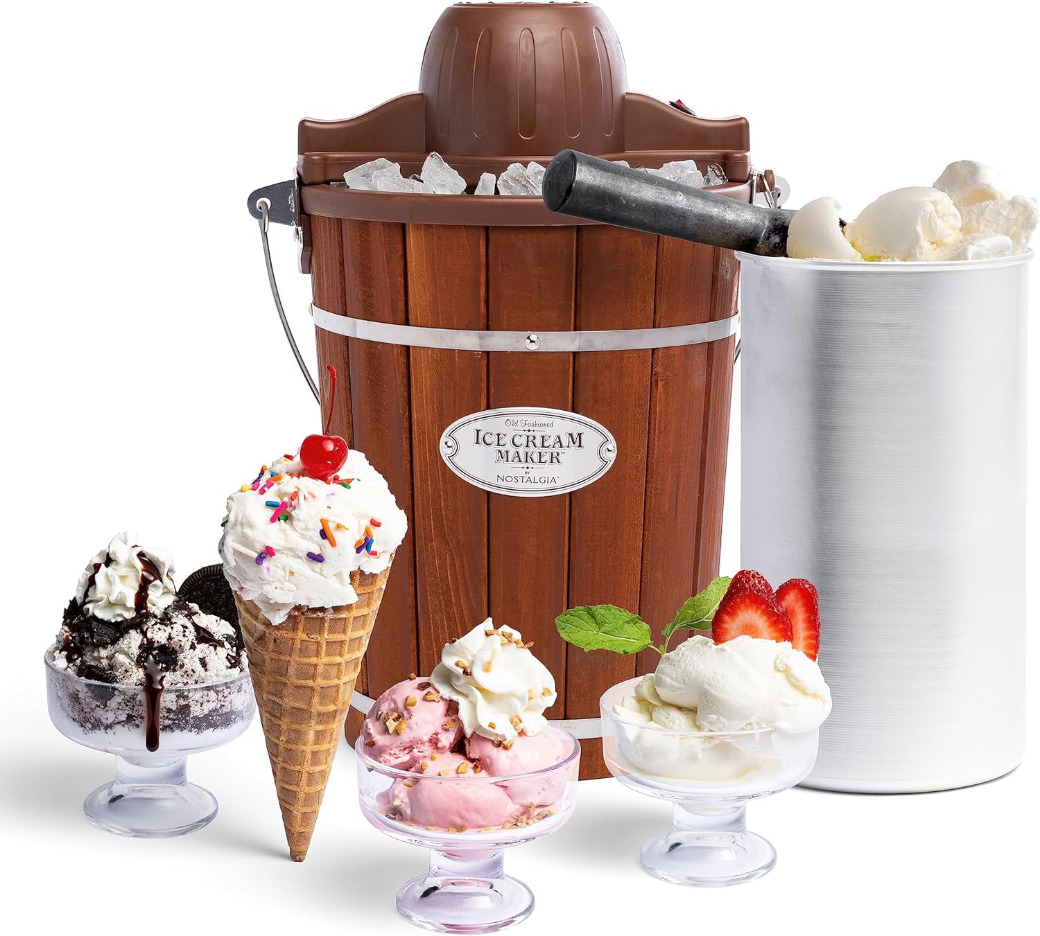 Nostalgia Electric Ice Cream Maker - Old Fashioned Soft Serve Ice Cream ...