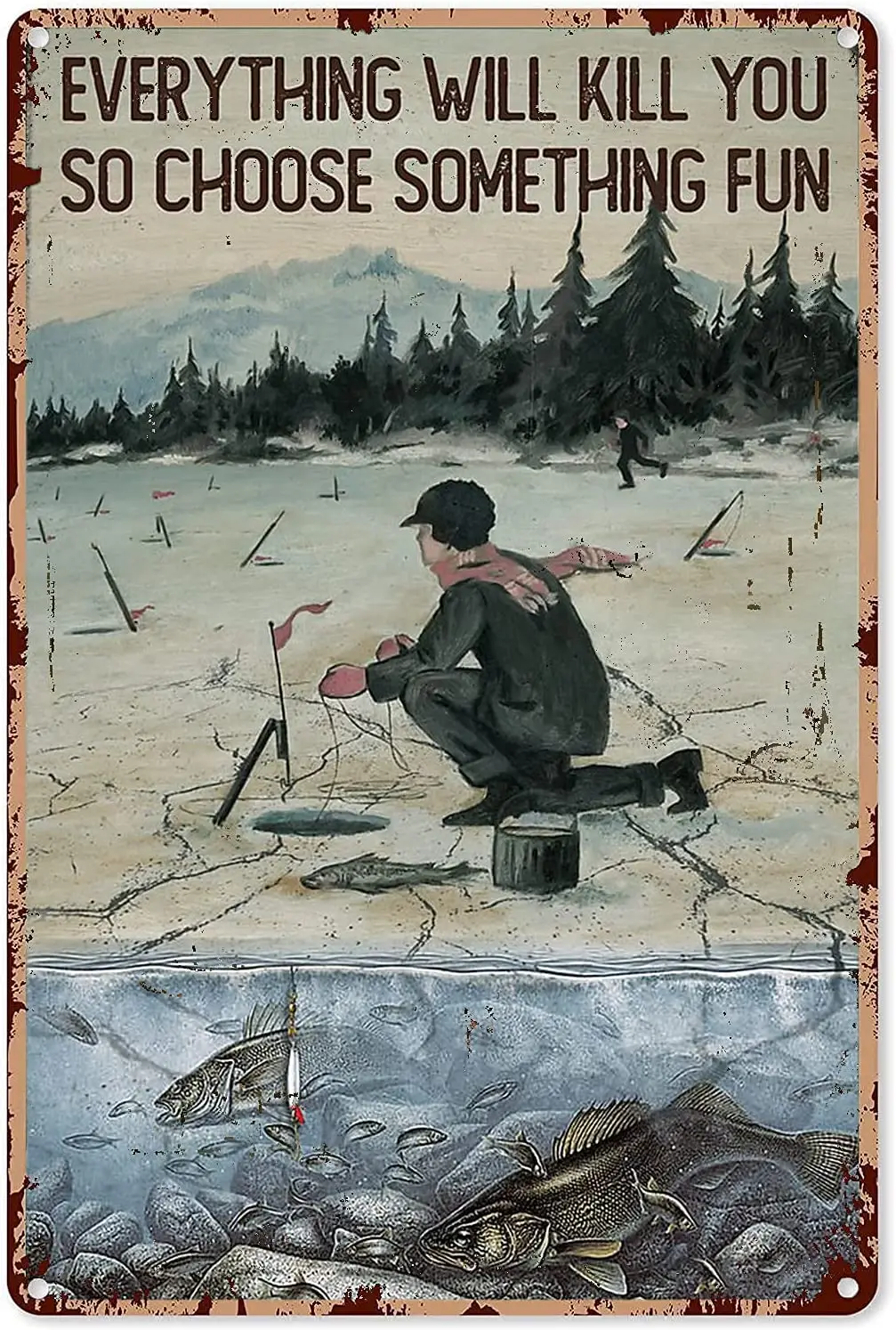 Nostalgia Fisherman Fishing Metal Sign Vintage Home decor The Power Of ...