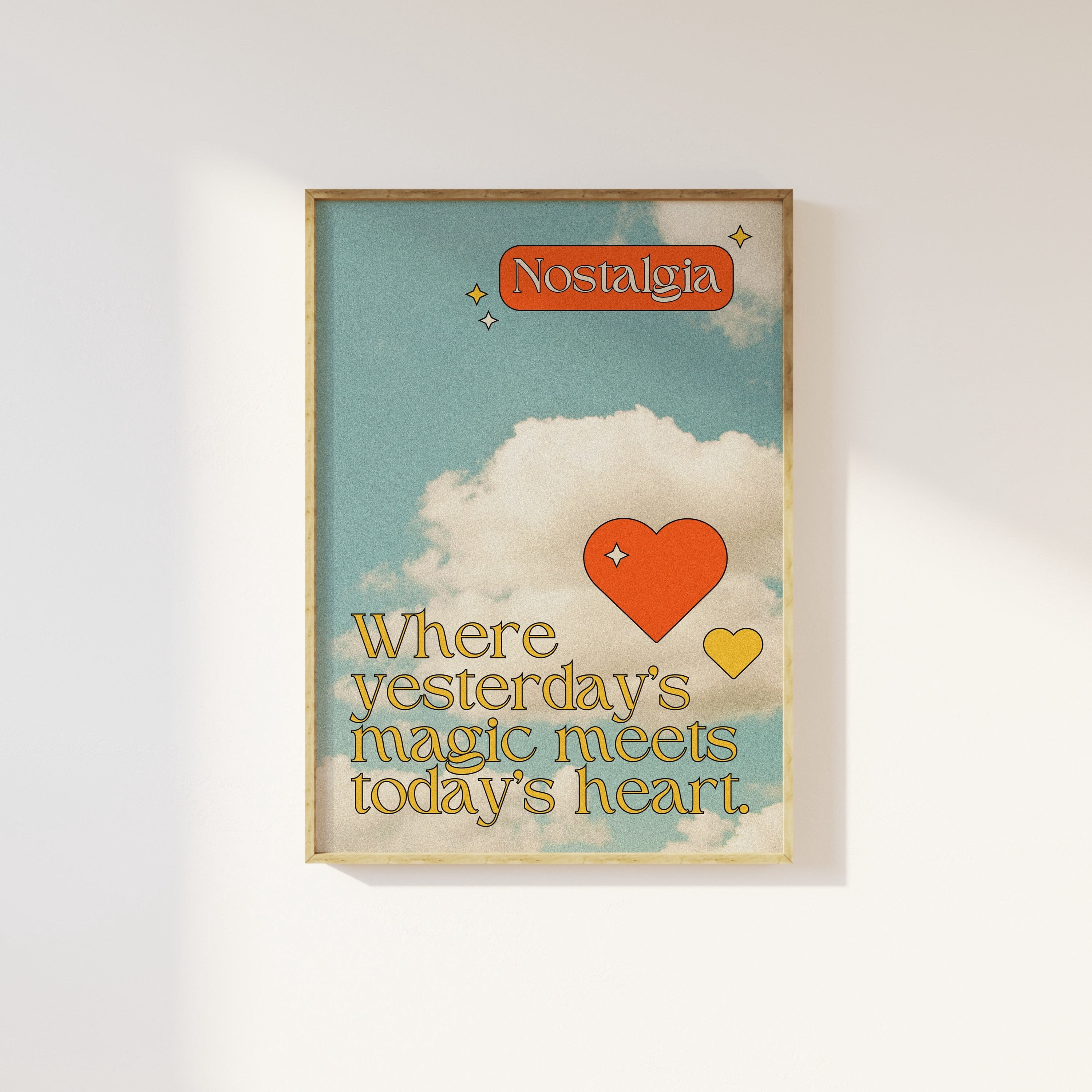 Nostalgia Retro Typography Wall Art Print Grainy Vintage Nostalgia ...