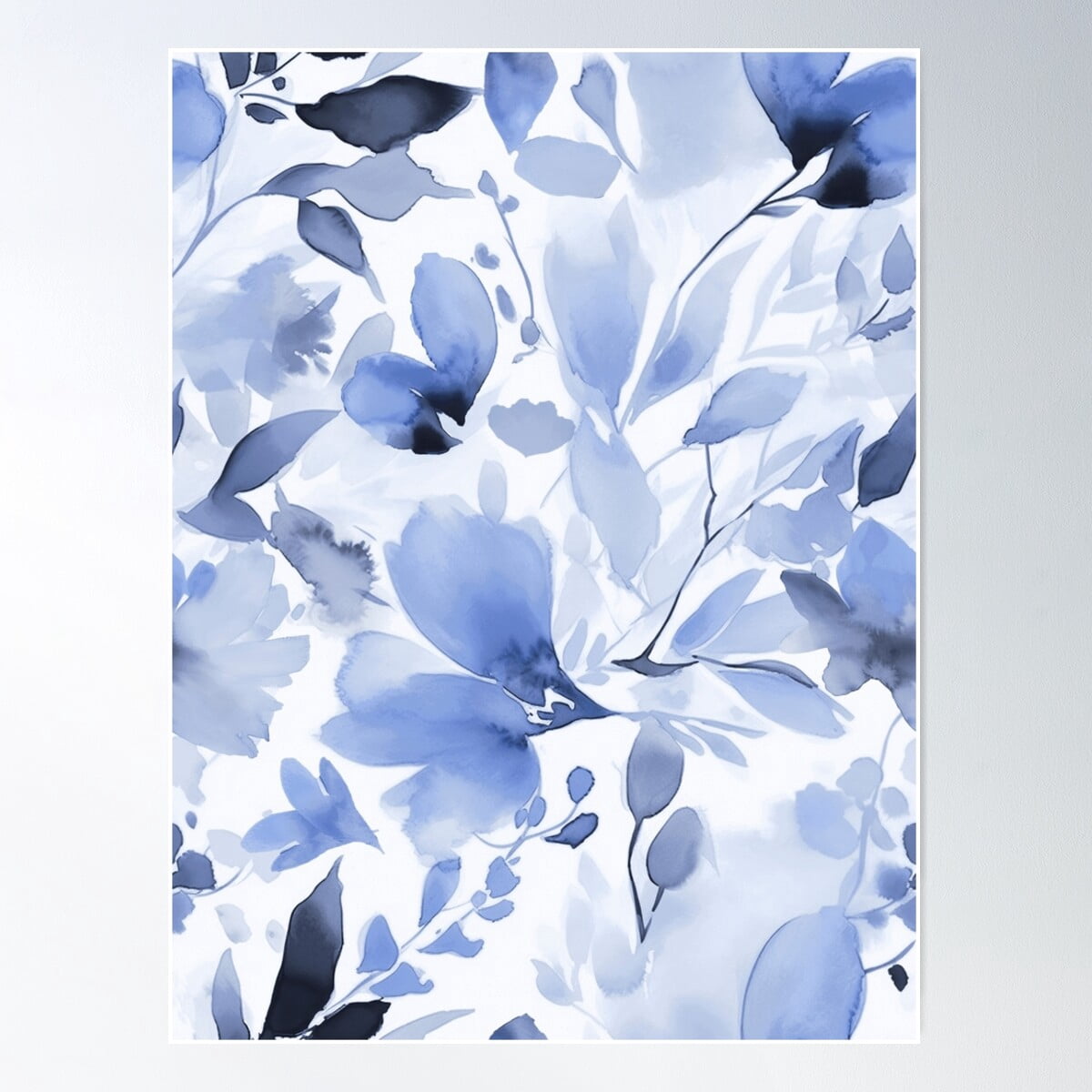 Nostalgic Abstract Watercolor Floral Pattern In Pastel Shades Of Blue ...