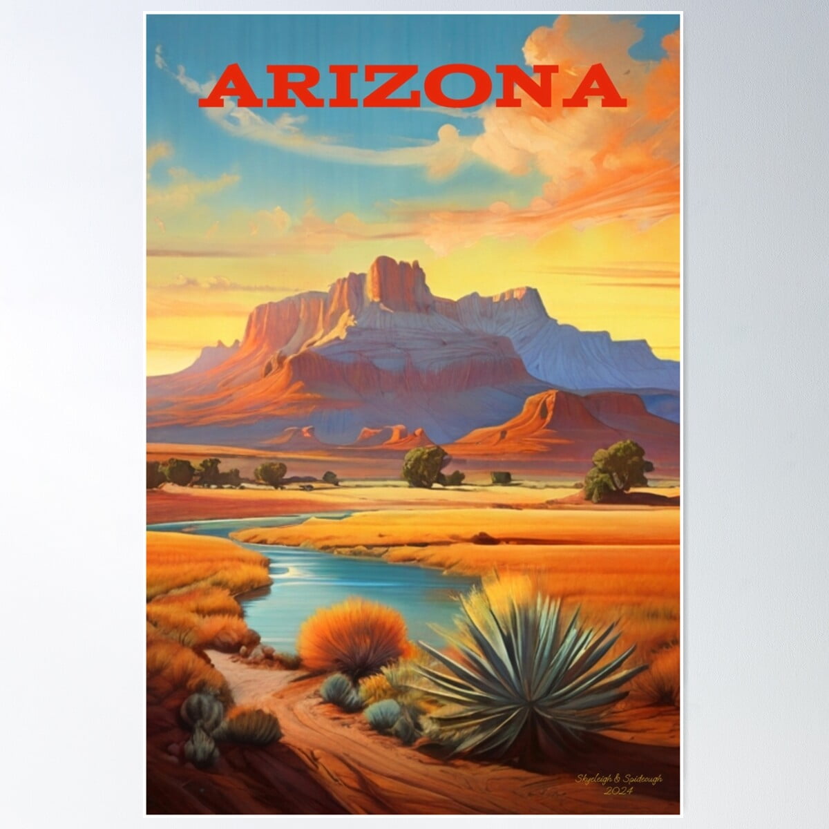 Nostalgic Arizona Travel Poster Poster Wall Art, Modern Wall Decor For ...