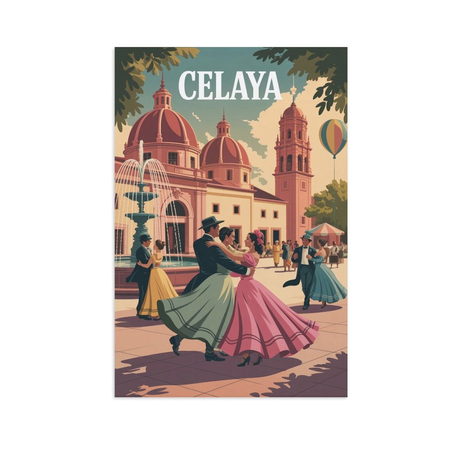Nostalgic Celaya Retro Travel Poster Featuring Romance, Culture And ...