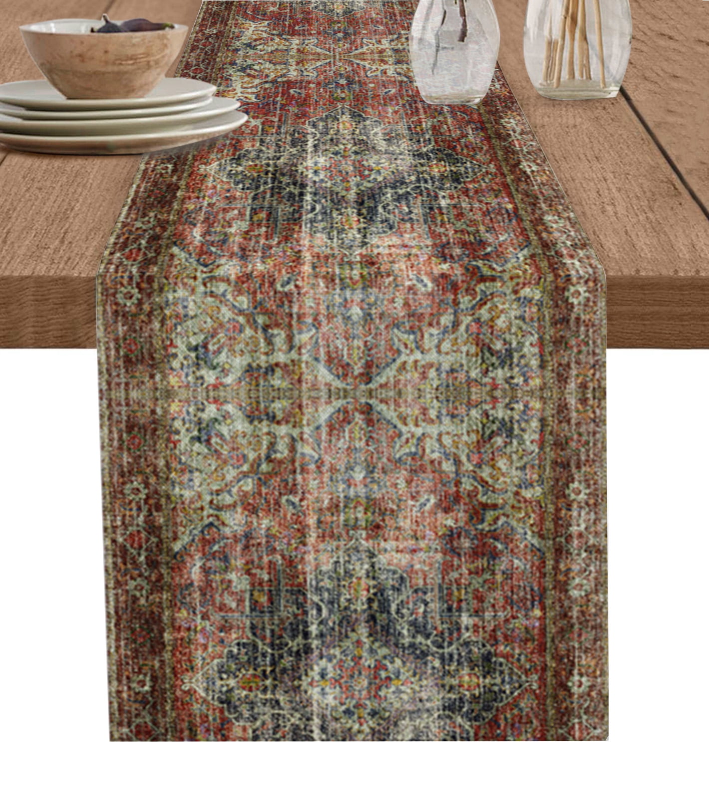 Nostalgic Flower Leaves And Buds Table Runner ration Home r Dinner ...