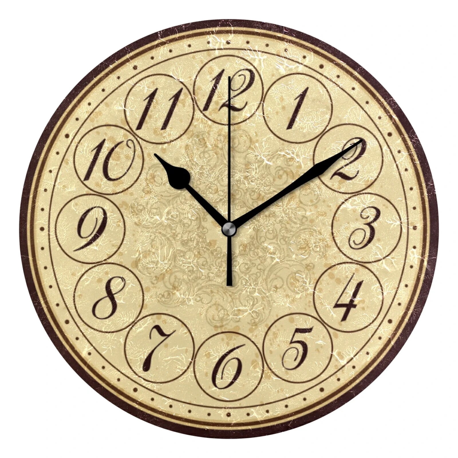 Nostalgic Retro Round Wall Clock Home Decor Non-Ticking Silent Wall ...