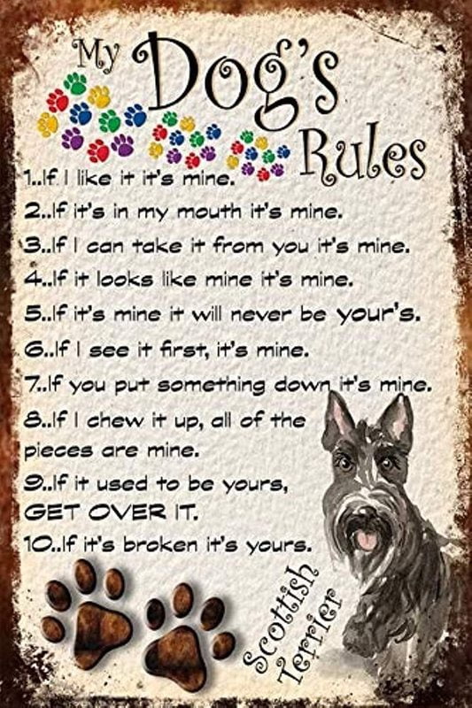 Nostalgic Sign - My Dog's Rules -tin Sign Art Metal Wall Plaque Outdoor ...