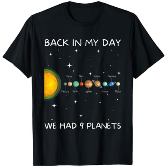 Nostalgic Solar System Graphic T-Shirt - Celebrate Pluto and Nine ...