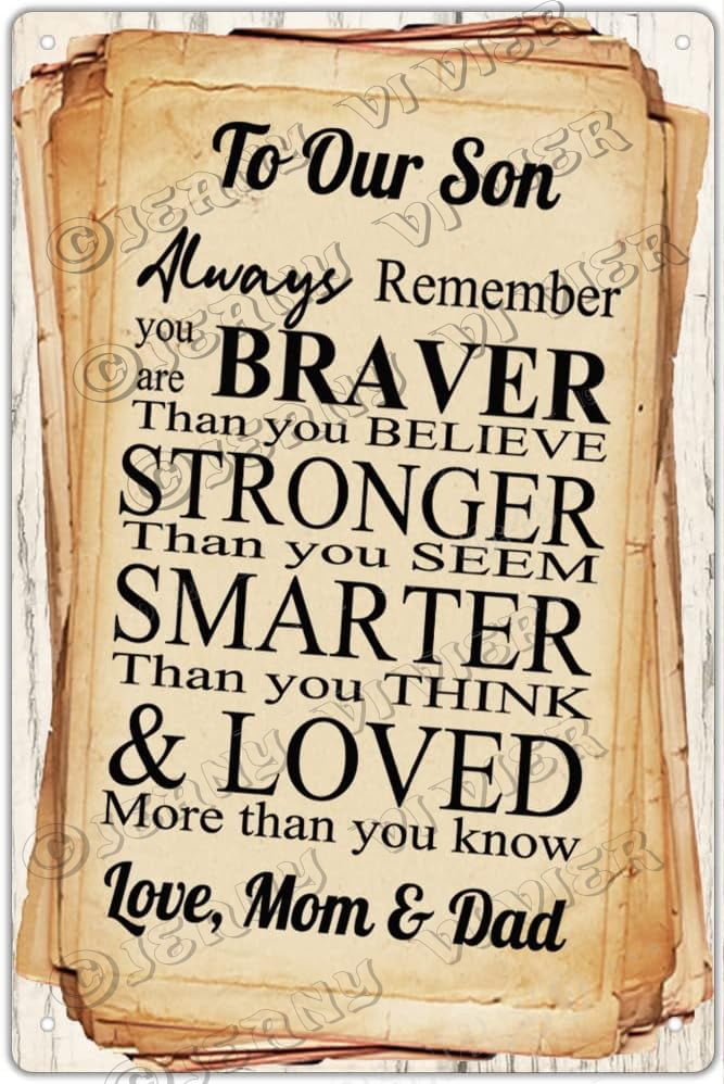 Nostalgic Tin Sign - to Our Son from Mom and Dad Metal Retro Sign ...