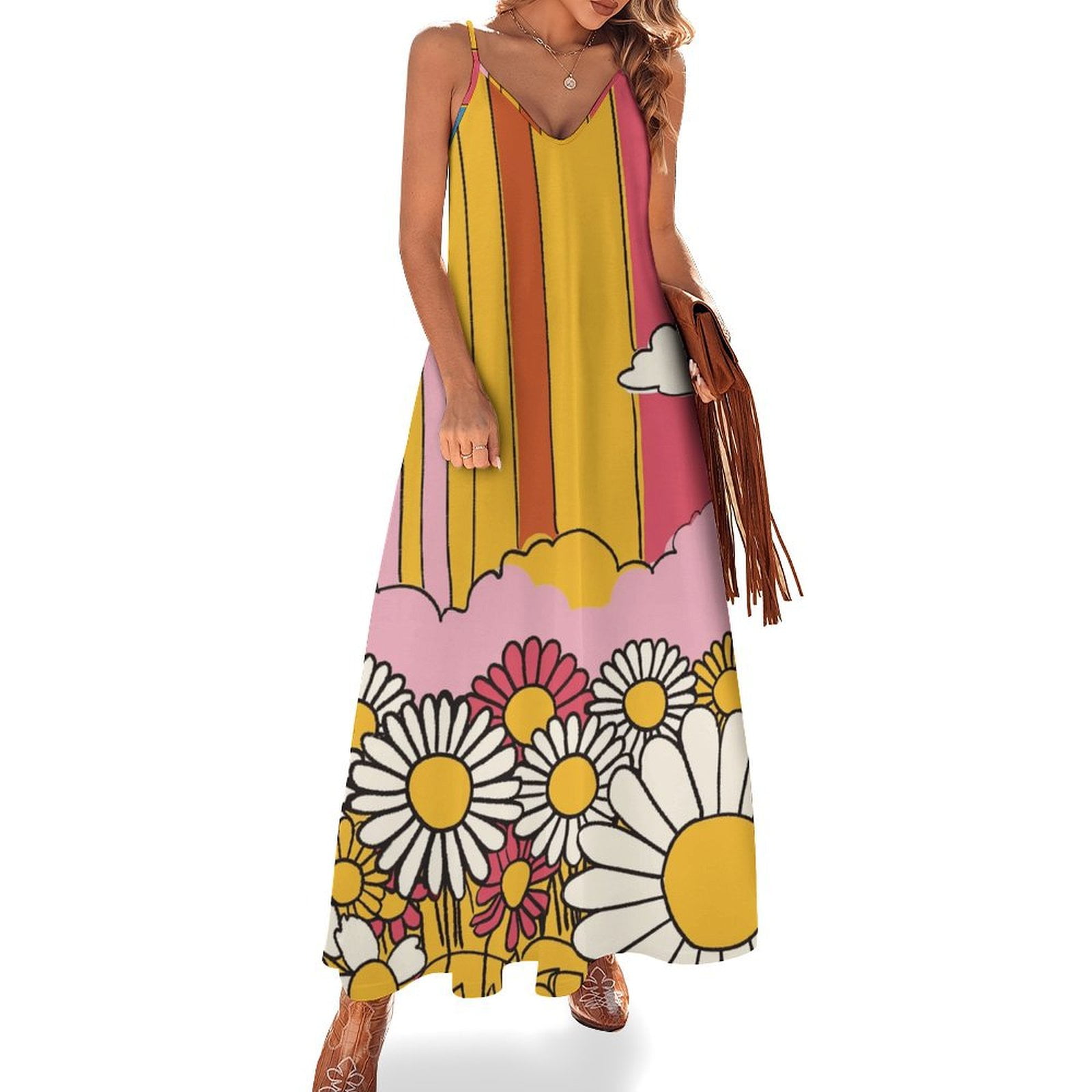 Nostalgic Vintage Floral Sleeveless Dress Women's Luxury Party Dress ...