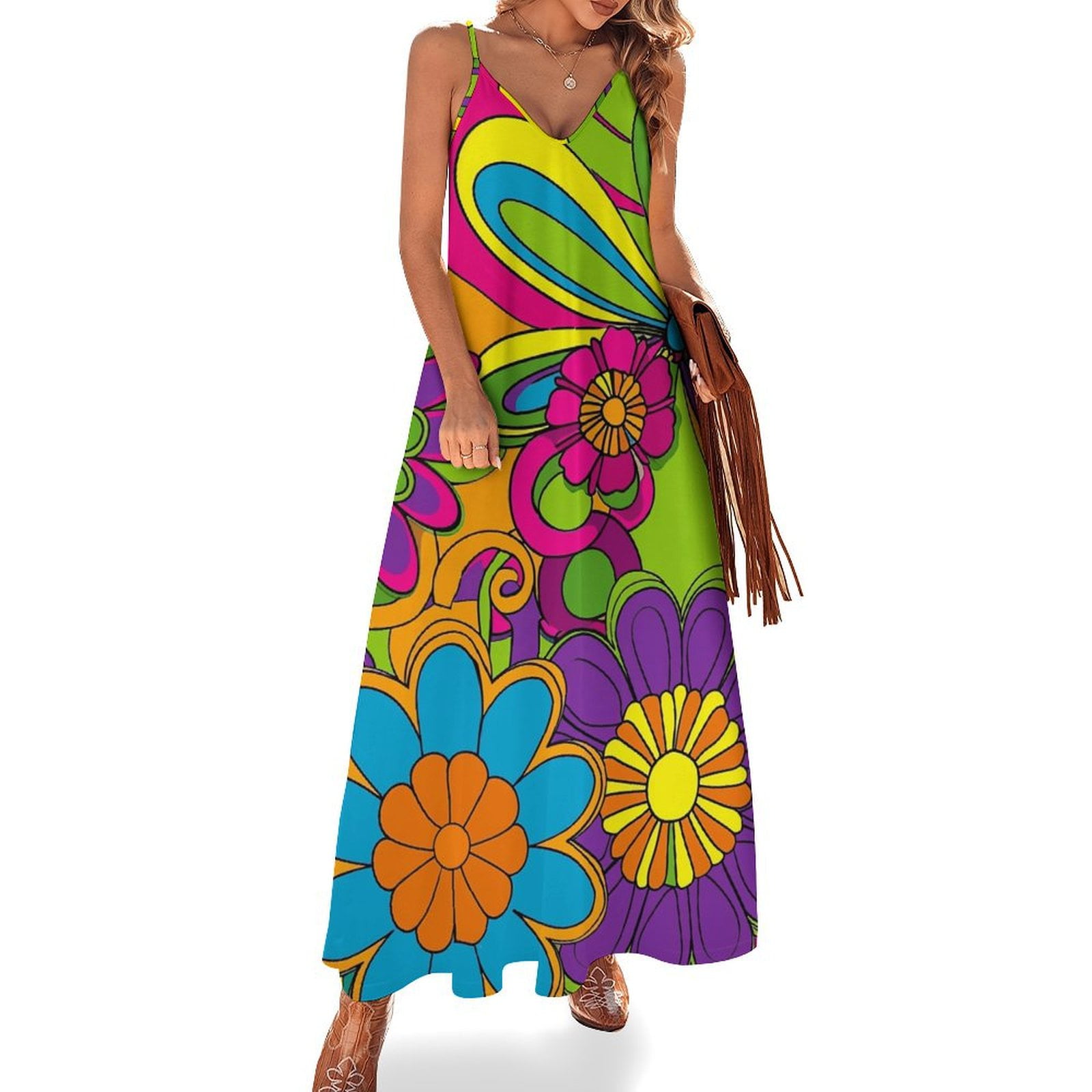 Nostalgic Vintage Floral Sleeveless Dress Women's Luxury Party Dress ...