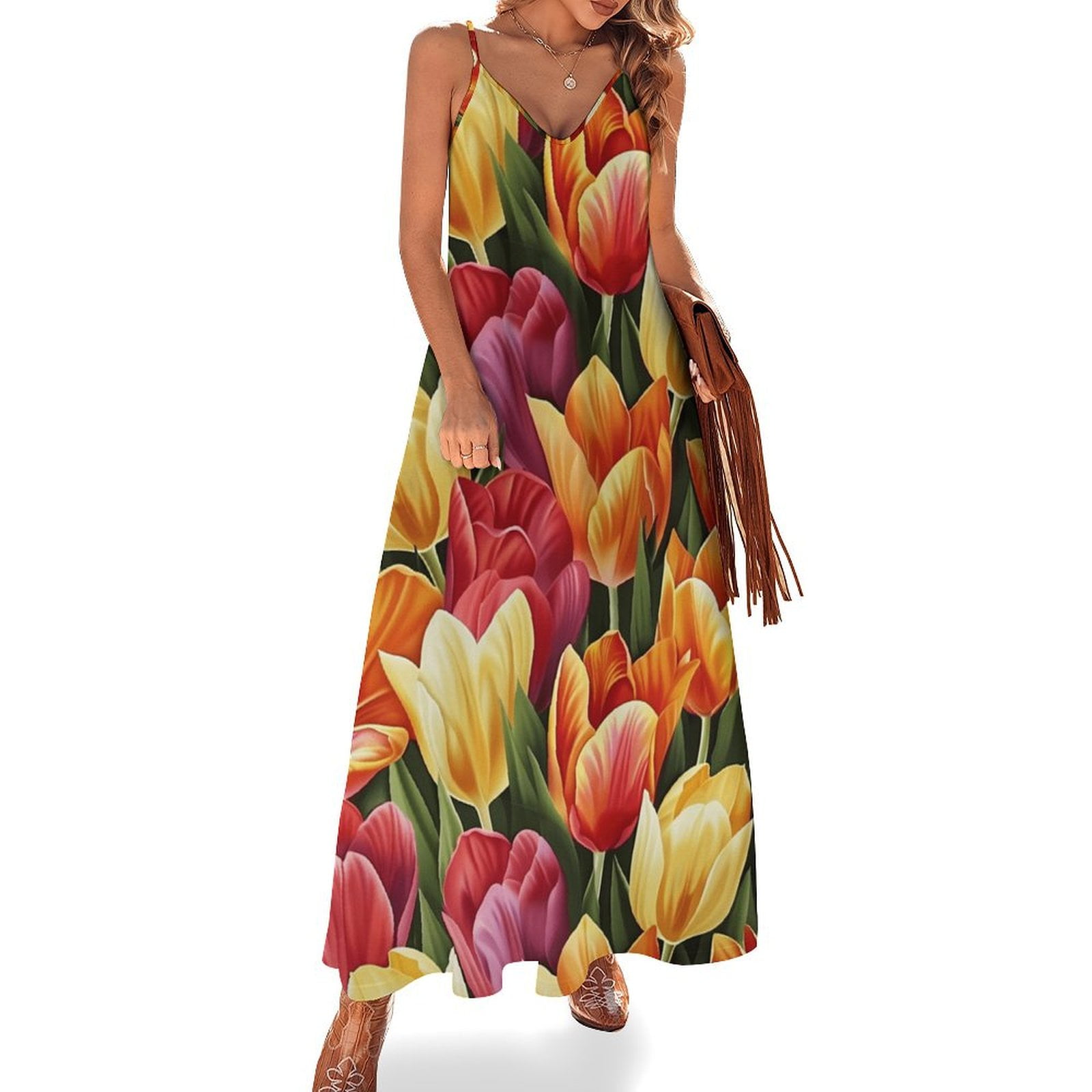 Nostalgic Vintage Floral Sleeveless Dress Women's Luxury Party Dress ...