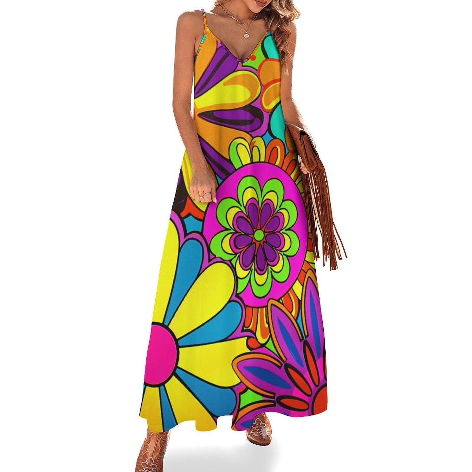 Nostalgic Vintage Floral Sleeveless Dress Women's Luxury Party Dress ...