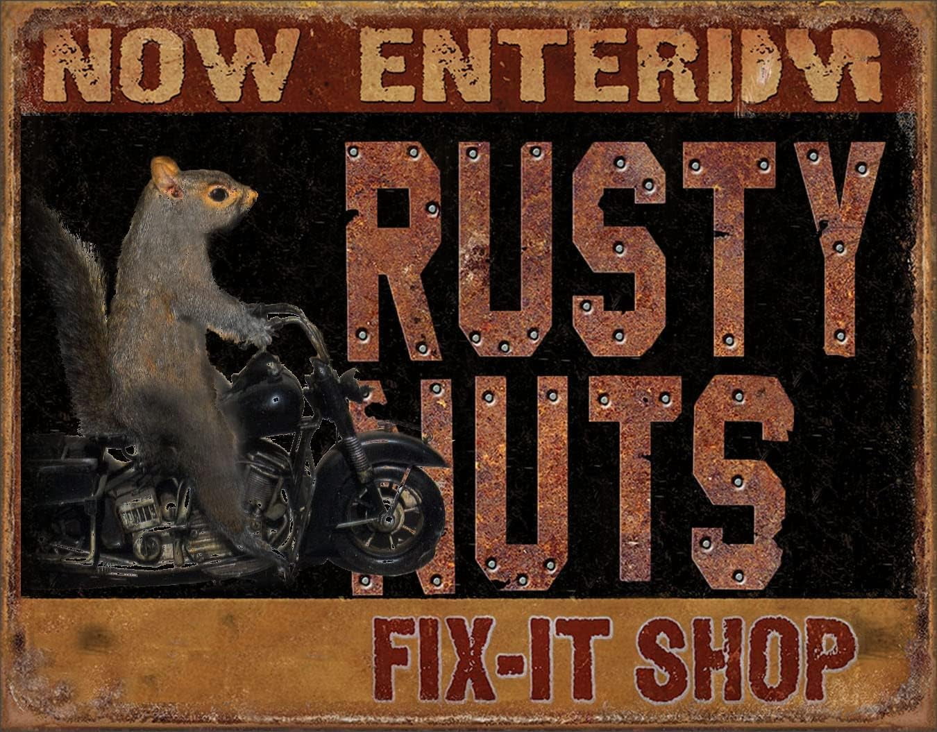 Nostalgic Vintage Metal Tin Sign - Rusty Nuts Fix It -for Retro Bar ...
