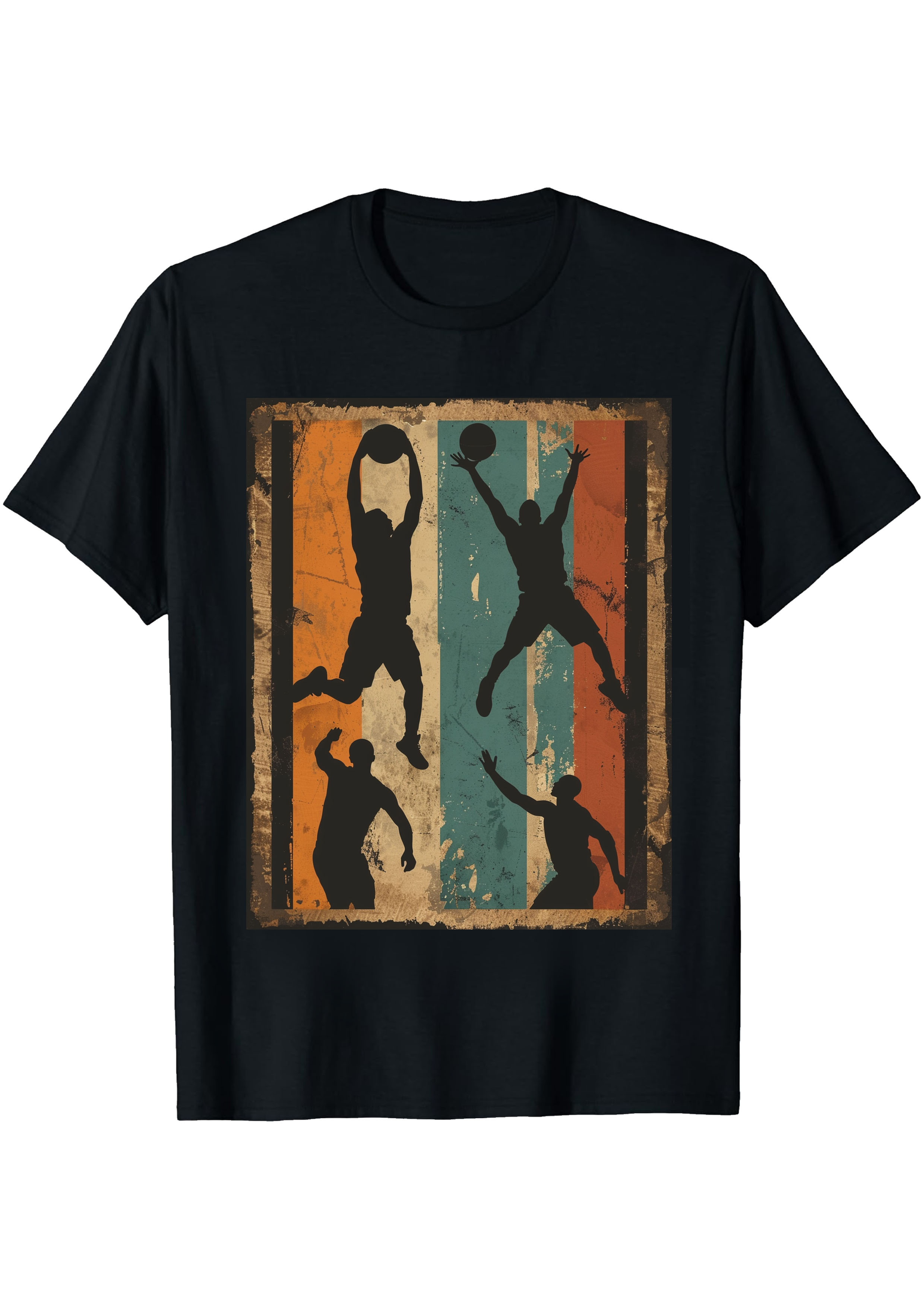 Nostalgic retro basketball era: Basketball playing silhouette T-shirt ...