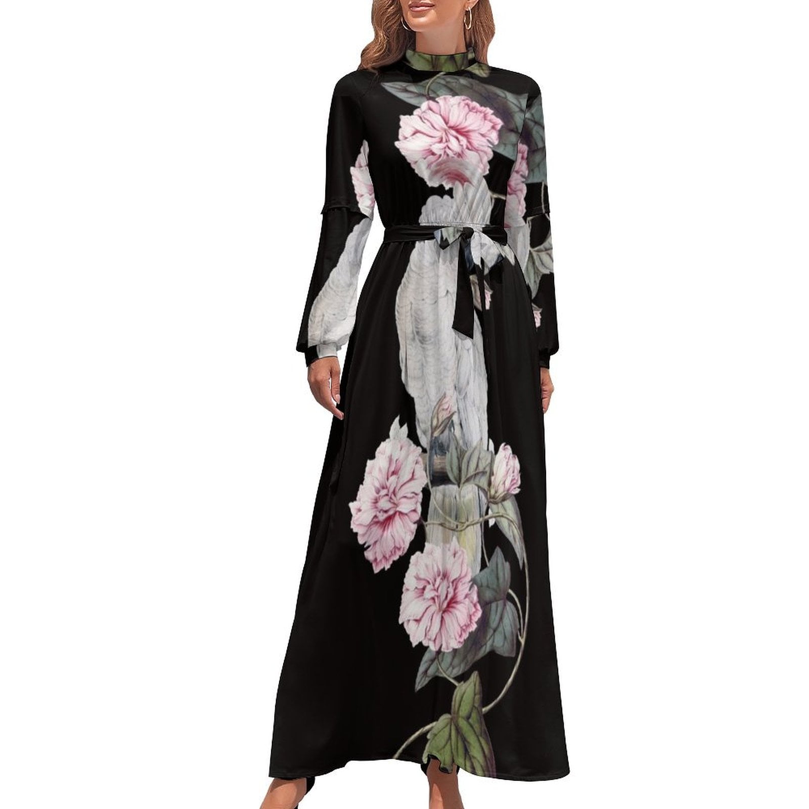 Nostalgic white cockatoo in flowering branch Botanical Night Garden ...