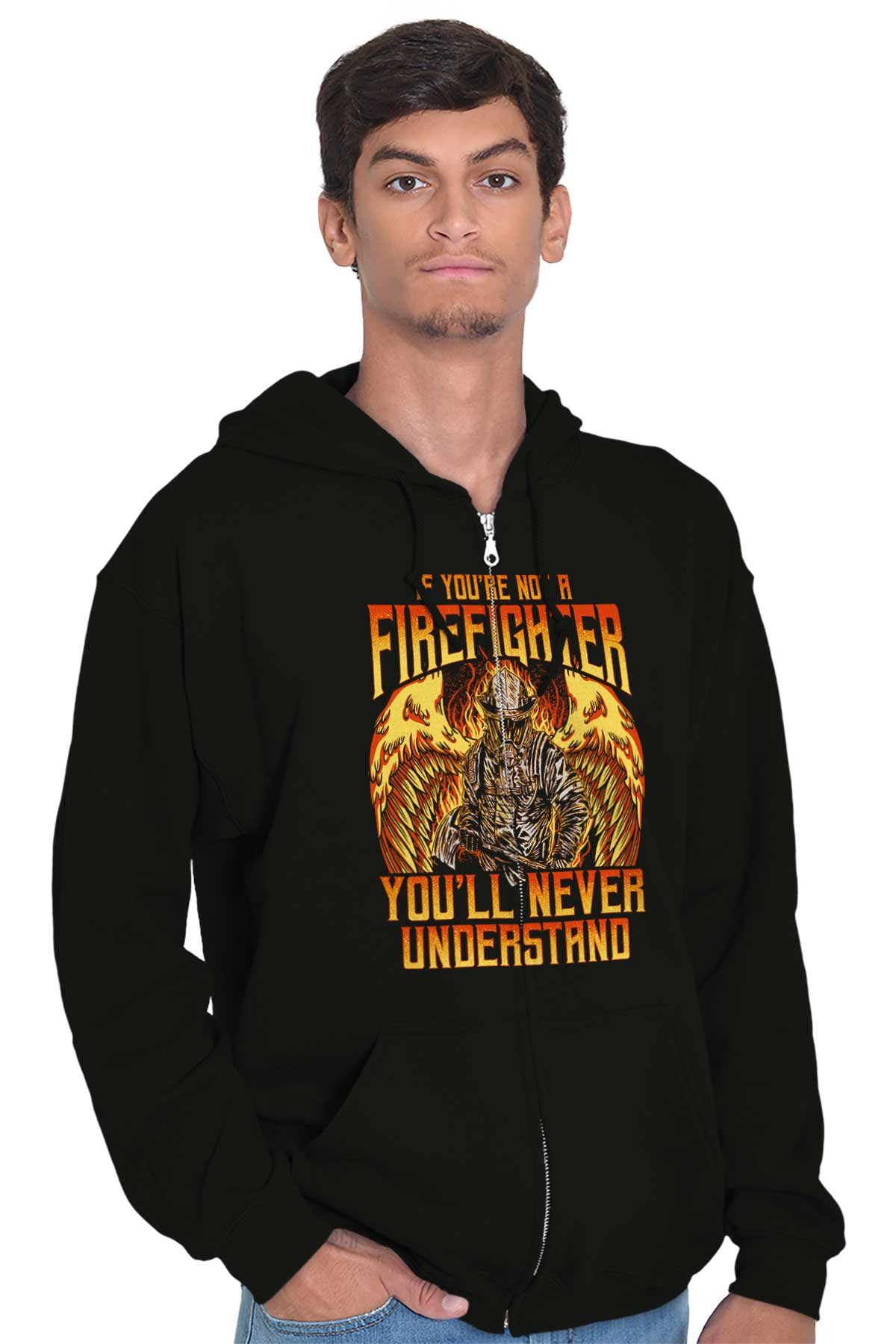 Not A Firefighter Never Understand Men's Big & Tall Graphic Zip Up ...