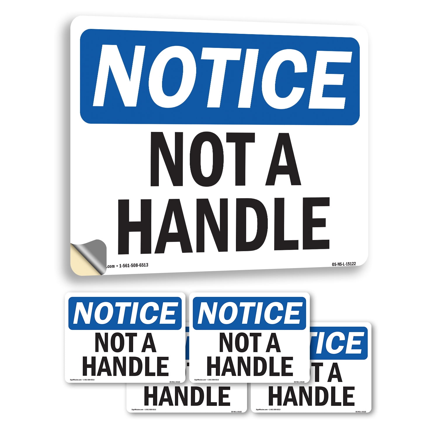 Not A Handle OSHA Notice Vinyl Decal Label 10 Inch x 7 Inch - 5 Pack ...