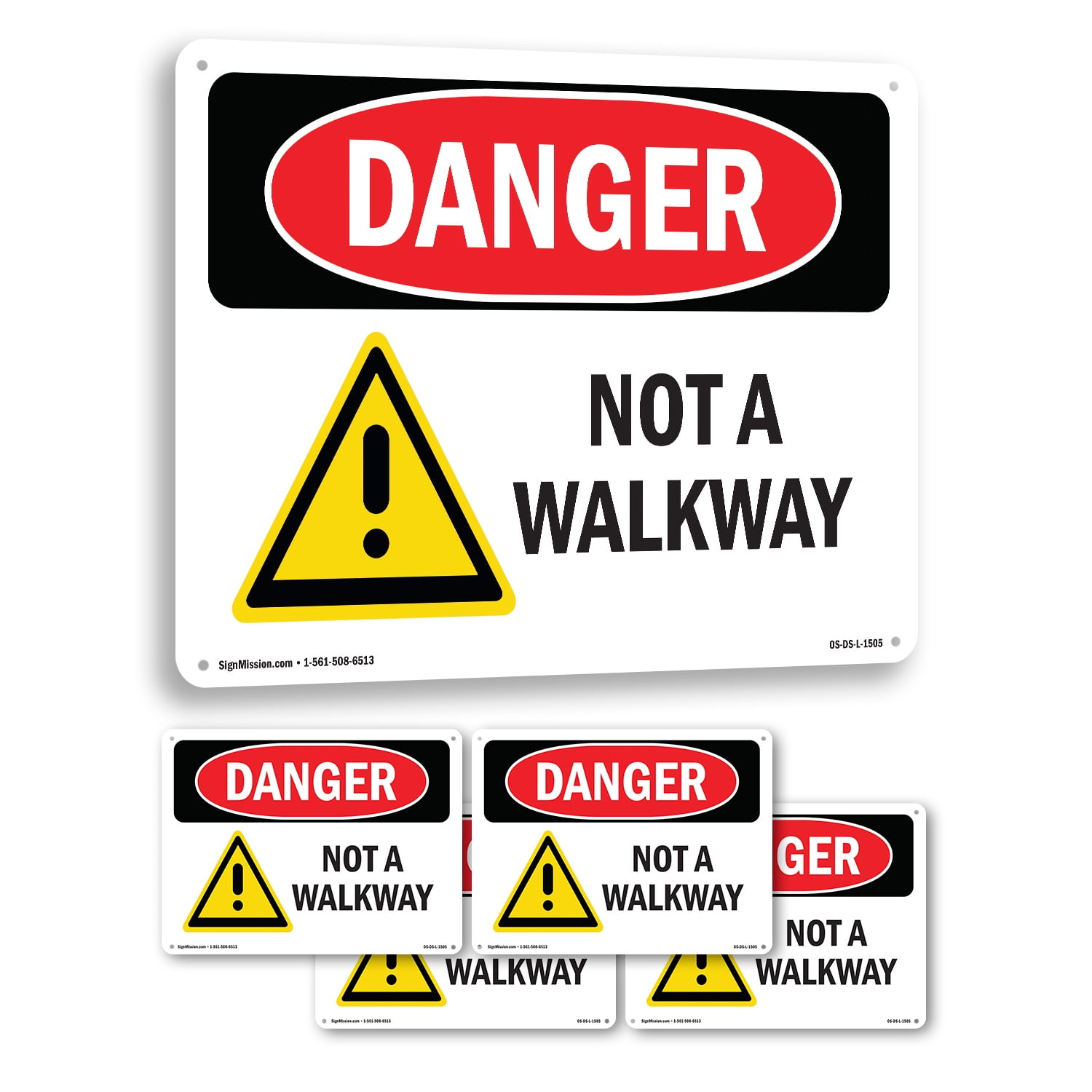 Not A Walkway OSHA Danger Rigid Plastic Sign 24 Inch x 18 Inch - 5 Pack ...