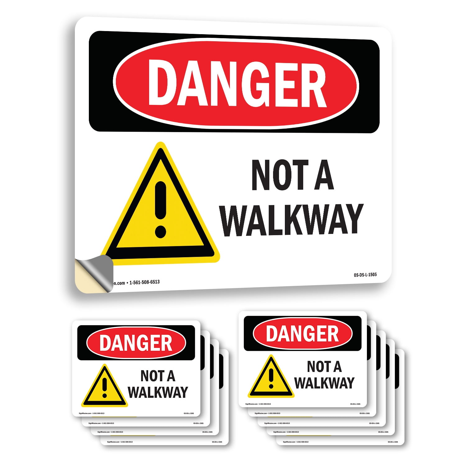 Not A Walkway OSHA Danger Vinyl Decal Label 24 Inch x 18 Inch - 10 Pack ...