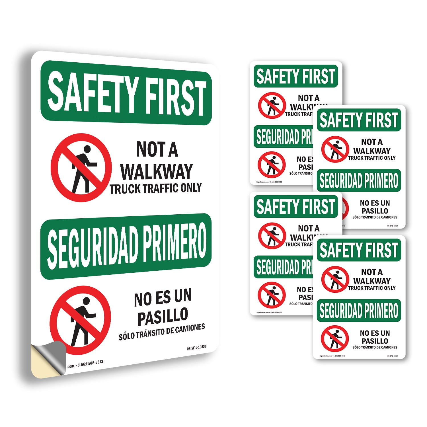 Not A Walkway Truck Traffic Bilingual OSHA SAFETY FIRST Vinyl Decal ...
