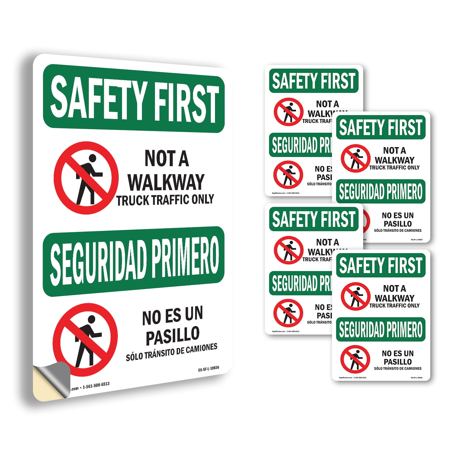 Not A Walkway Truck Traffic Bilingual OSHA SAFETY FIRST Vinyl Decal ...