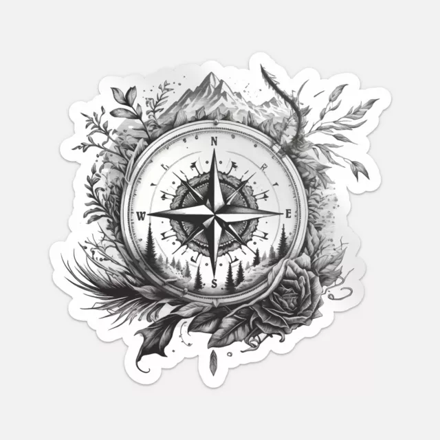 Not All Those Who Wander Are Lost Travel Black Compass Sticker Phone ...