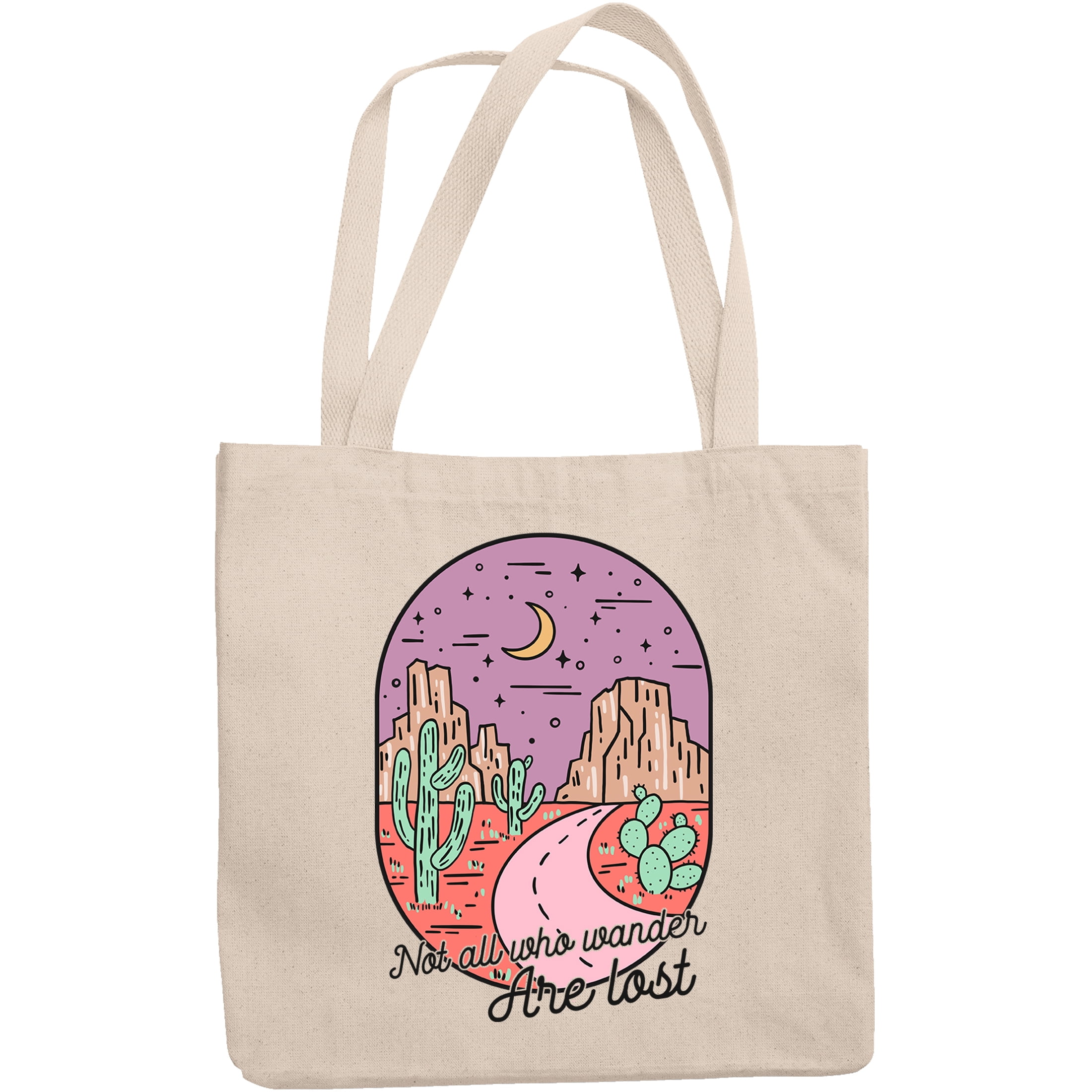 Not All Who Wander Are Lost Quote with Line Drawing of Desert with ...