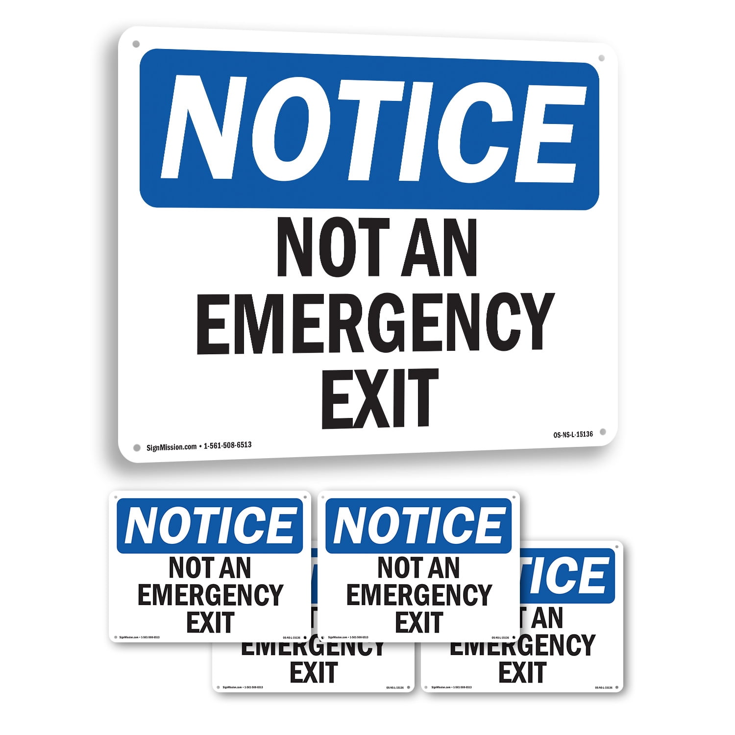 Not An Emergency Exit OSHA Notice Rigid Plastic Sign 18 Inch x 12 Inch ...