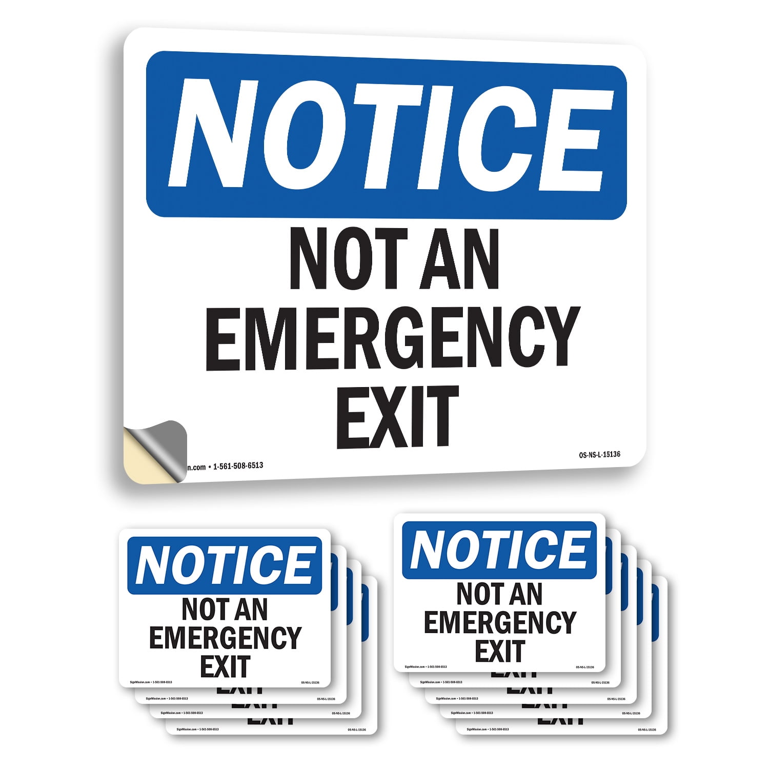 Not An Emergency Exit OSHA Notice Vinyl Decal Label 14 Inch x 10 Inch ...