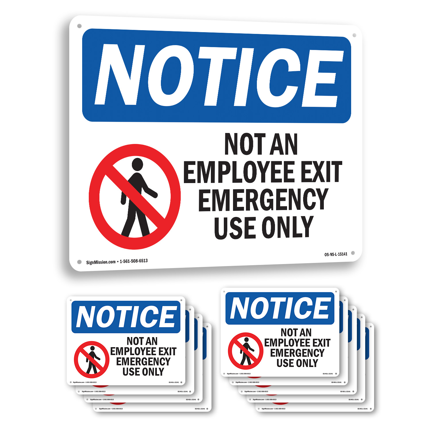Not An Employee Exit Emergency OSHA Notice Aluminum Sign 24 Inch x 18 ...