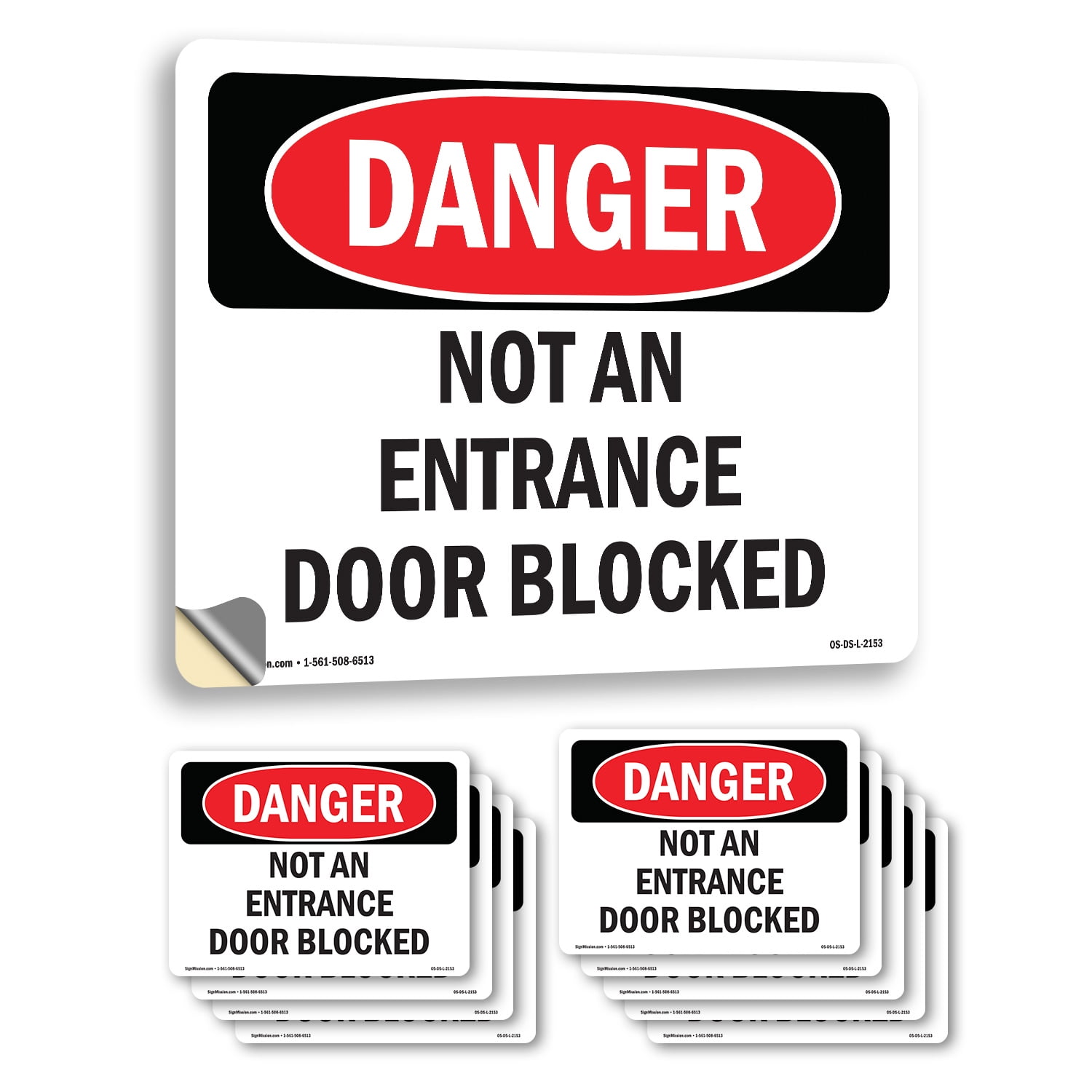 Not An Entrance Door Blocked OSHA Danger Vinyl Decal Label 24 Inch x 18 ...
