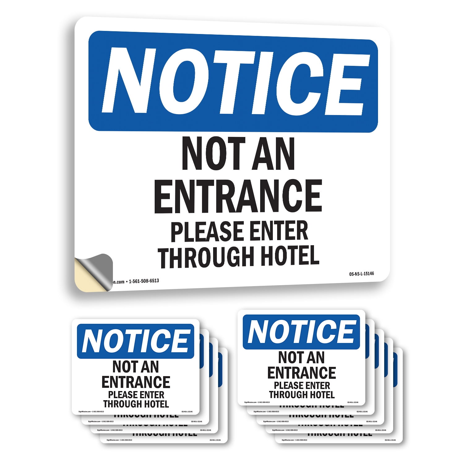 Not An Entrance Please Enter Through Hotel OSHA Notice Vinyl Decal ...