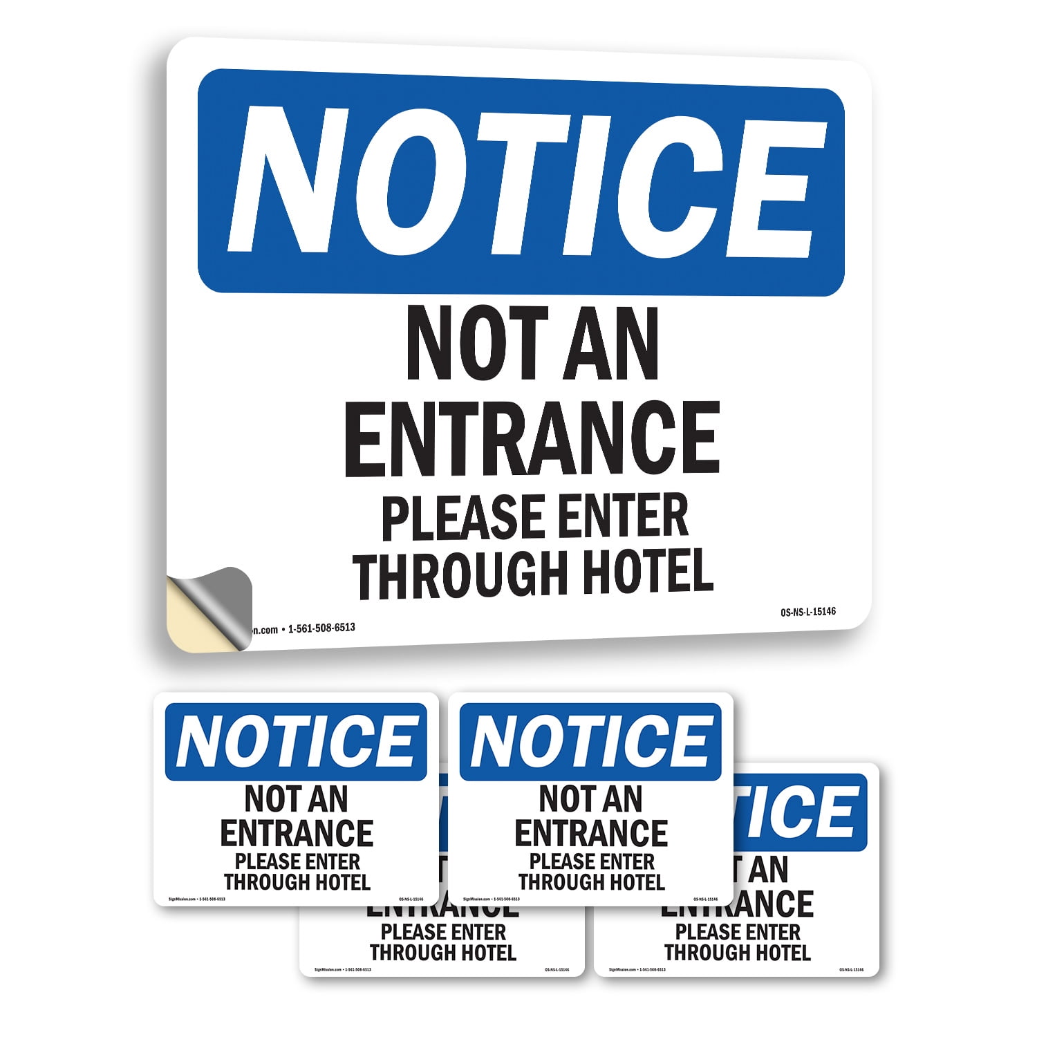 Not An Entrance Please Enter Through Hotel OSHA Notice Vinyl Decal ...