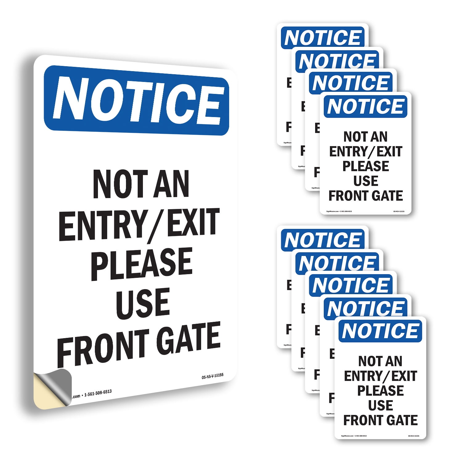 Not An Entry Exit Please Use Front Gate OSHA Notice Vinyl Decal Label ...