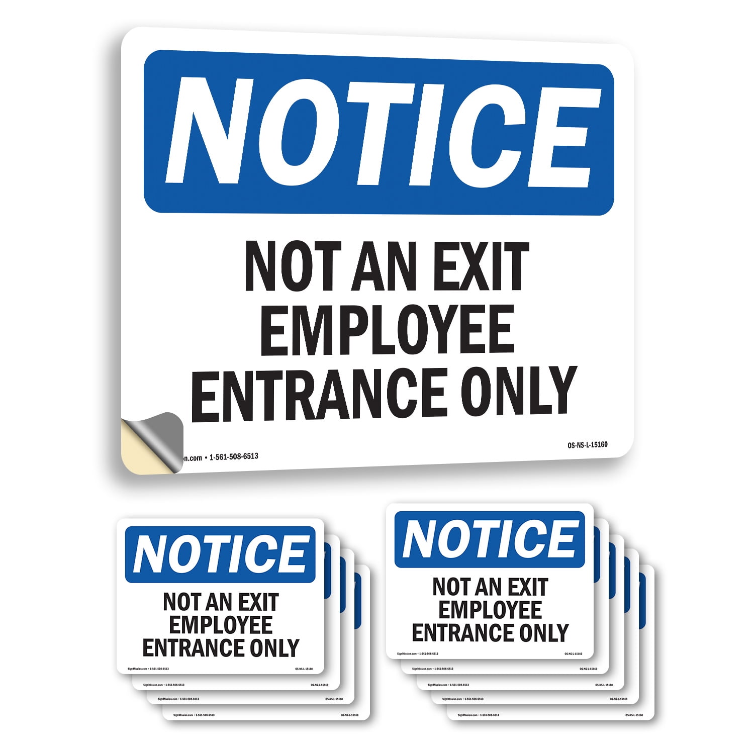 Not An Exit Employee Entrance Only OSHA Notice Vinyl Decal Label 18 ...