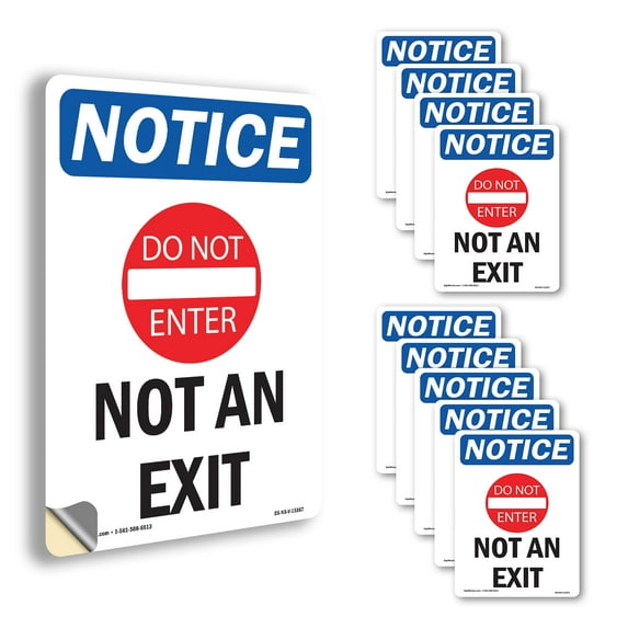 Not An Exit With Symbol OSHA Notice Vinyl Decal Label 18 Inch x 12 Inch ...
