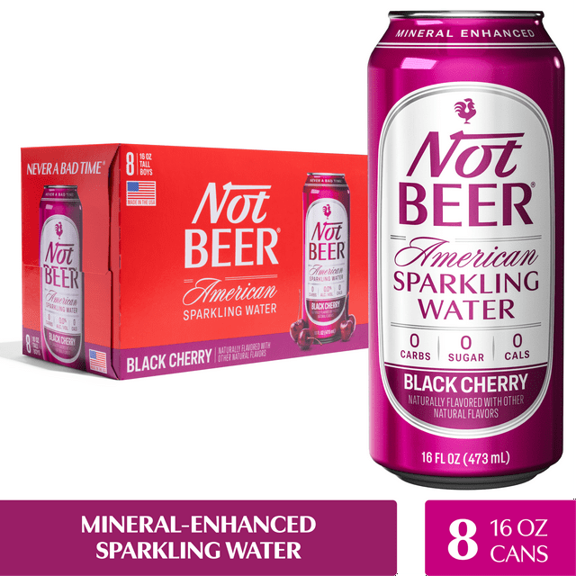 Not Beer Sparkling Water, Black Cherry, 16 fl oz, 8 Pack Cans - Walmart.com