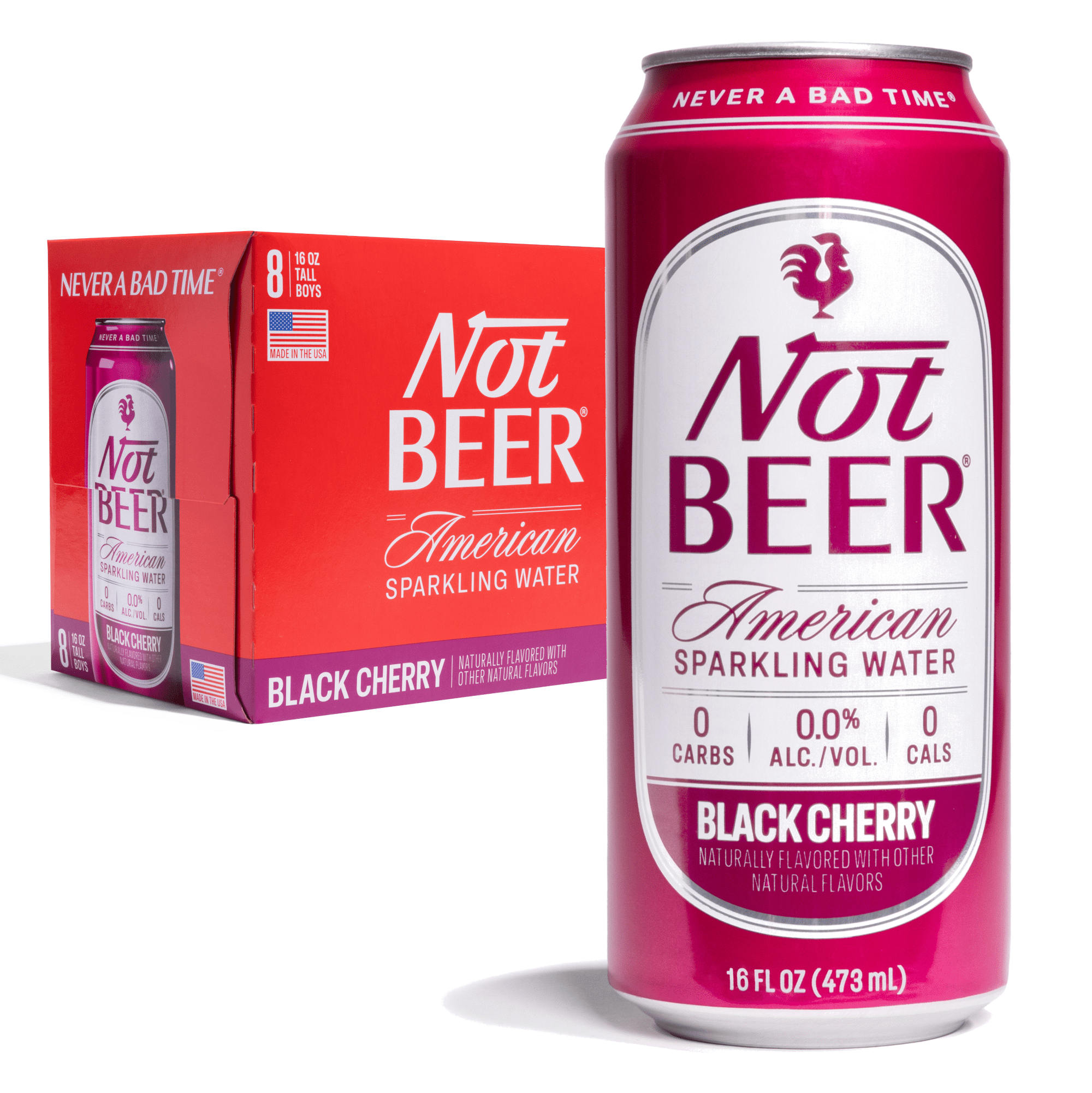 Not Beer Sparkling Water, Black Cherry, 16 fl oz, 8 Pack Cans - Walmart.com