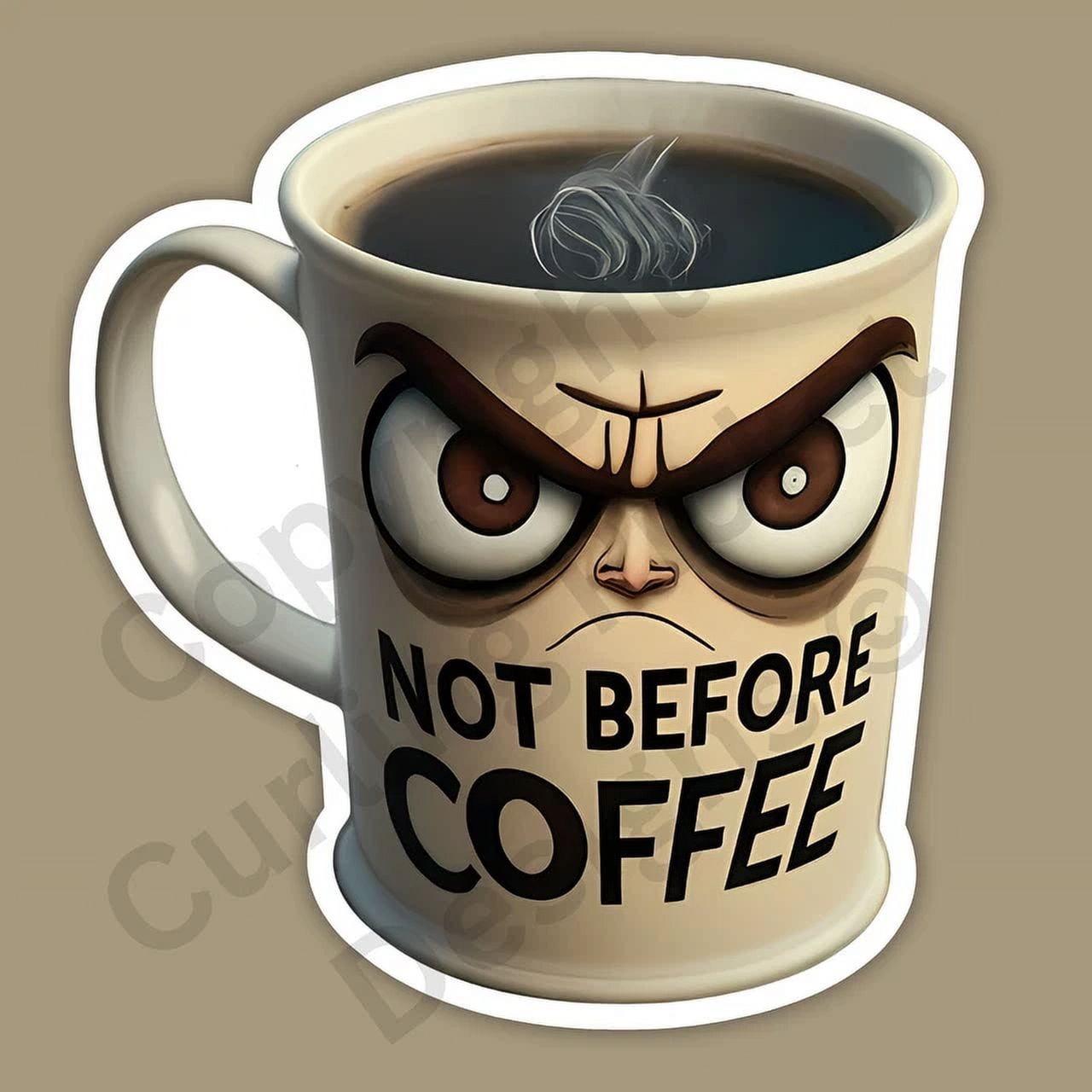 Not Before Coffee Lover Grumpy Mug Morning Sleepy Sticker Phone Decal ...
