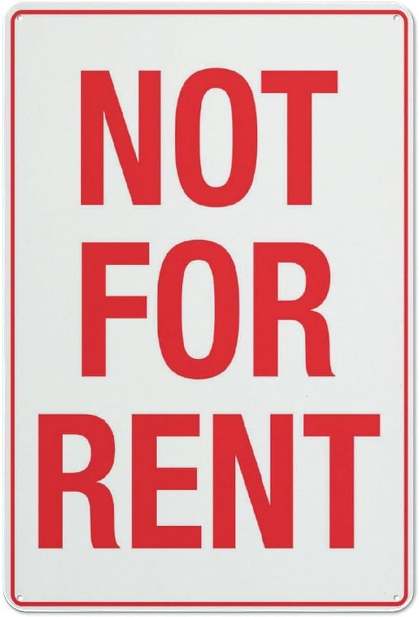 Not For Rent Sign 12 X 8 Inches Aluminum Sign Reflective - Uv Protected ...