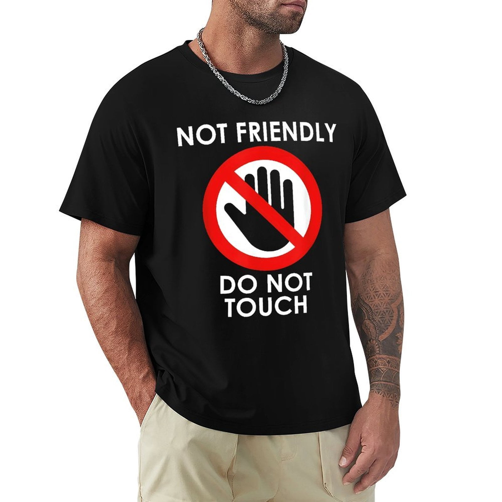 Not Friendly, Do Not Touch Men's Cotton HD Print Short Sleeve T-Shirt ...
