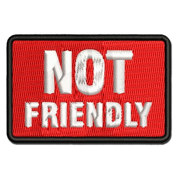 Not Friendly Dog Pet Warning Applique Multi-Color Embroidered Iron-On ...