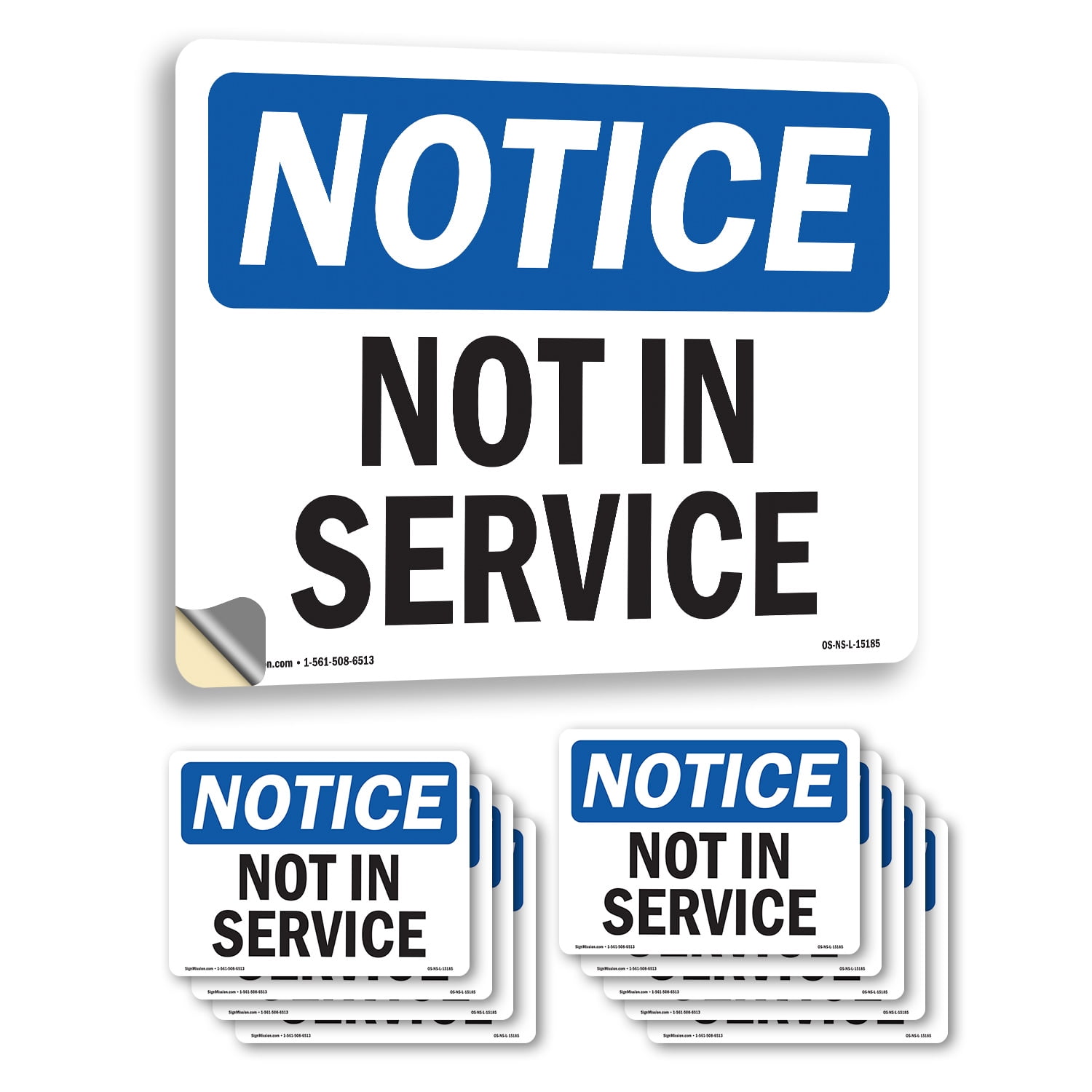 Not In Service OSHA Notice Vinyl Decal Label 10 Inch x 7 Inch - 10 Pack ...