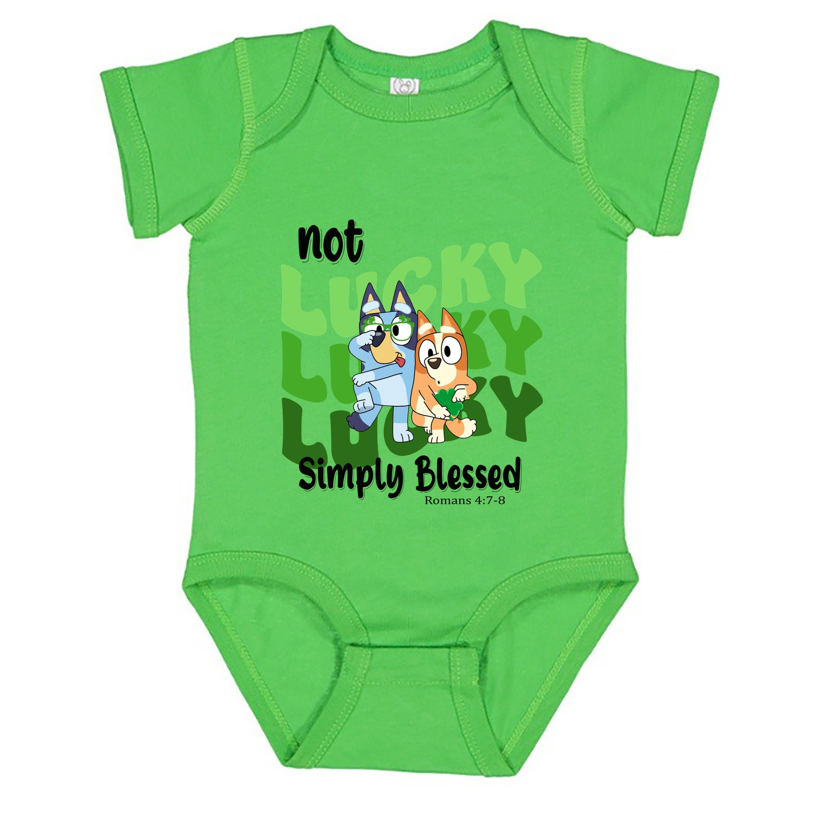 Not Lucky Simply Blessed Bluey Baby Bodysuit, Christian St Patrick’s ...