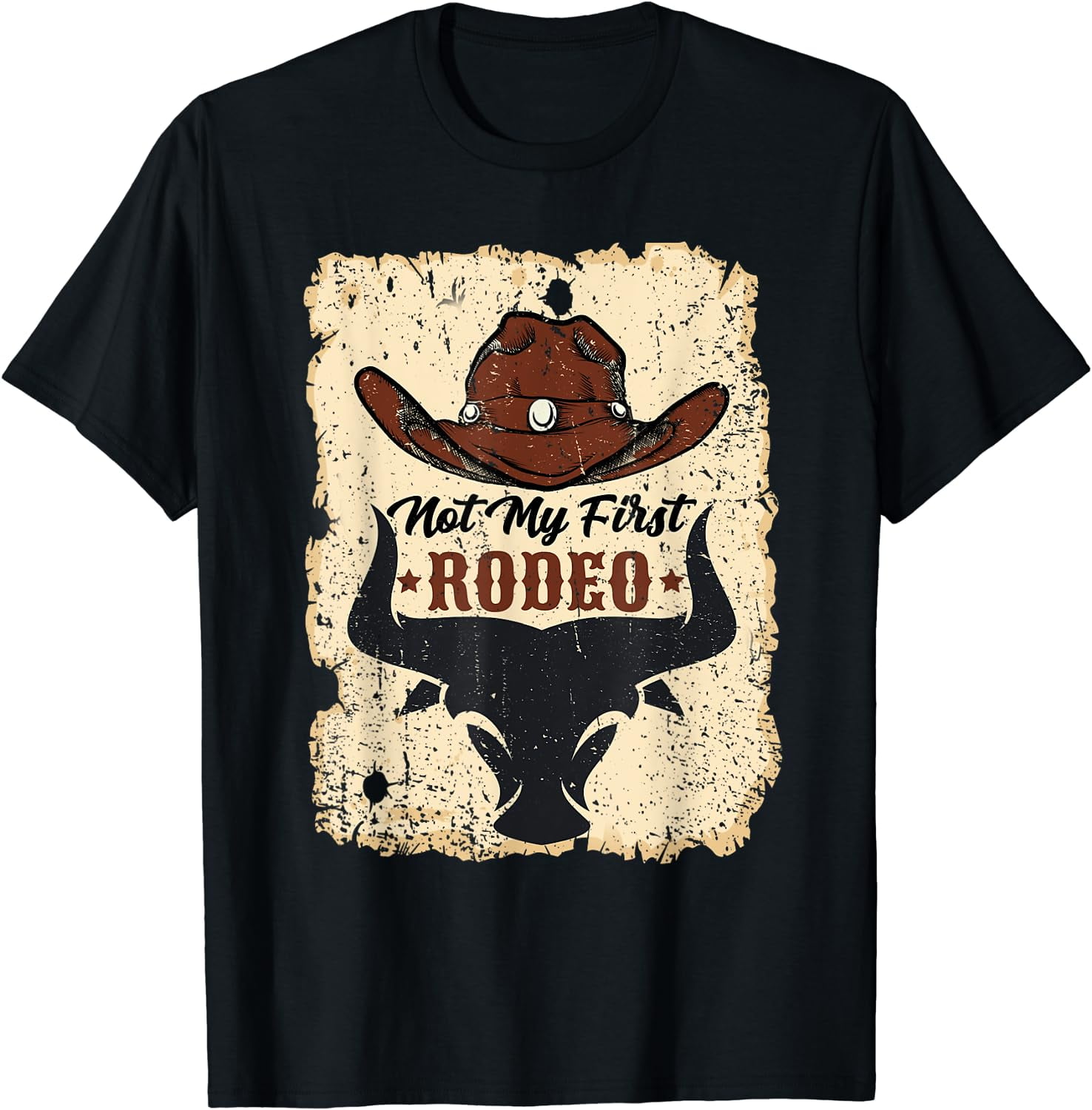 Not My First Rodeo Vintage Rodeo Western Country Cowboy T-Shirt Black ...