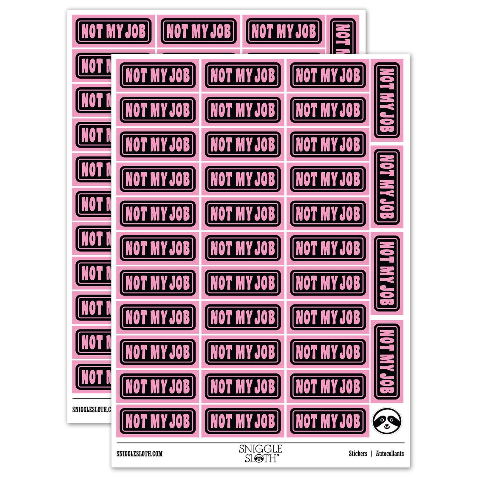Not My Job Reversed Sticker Set - Light Pink - Gloss Finish - 1.5 ...