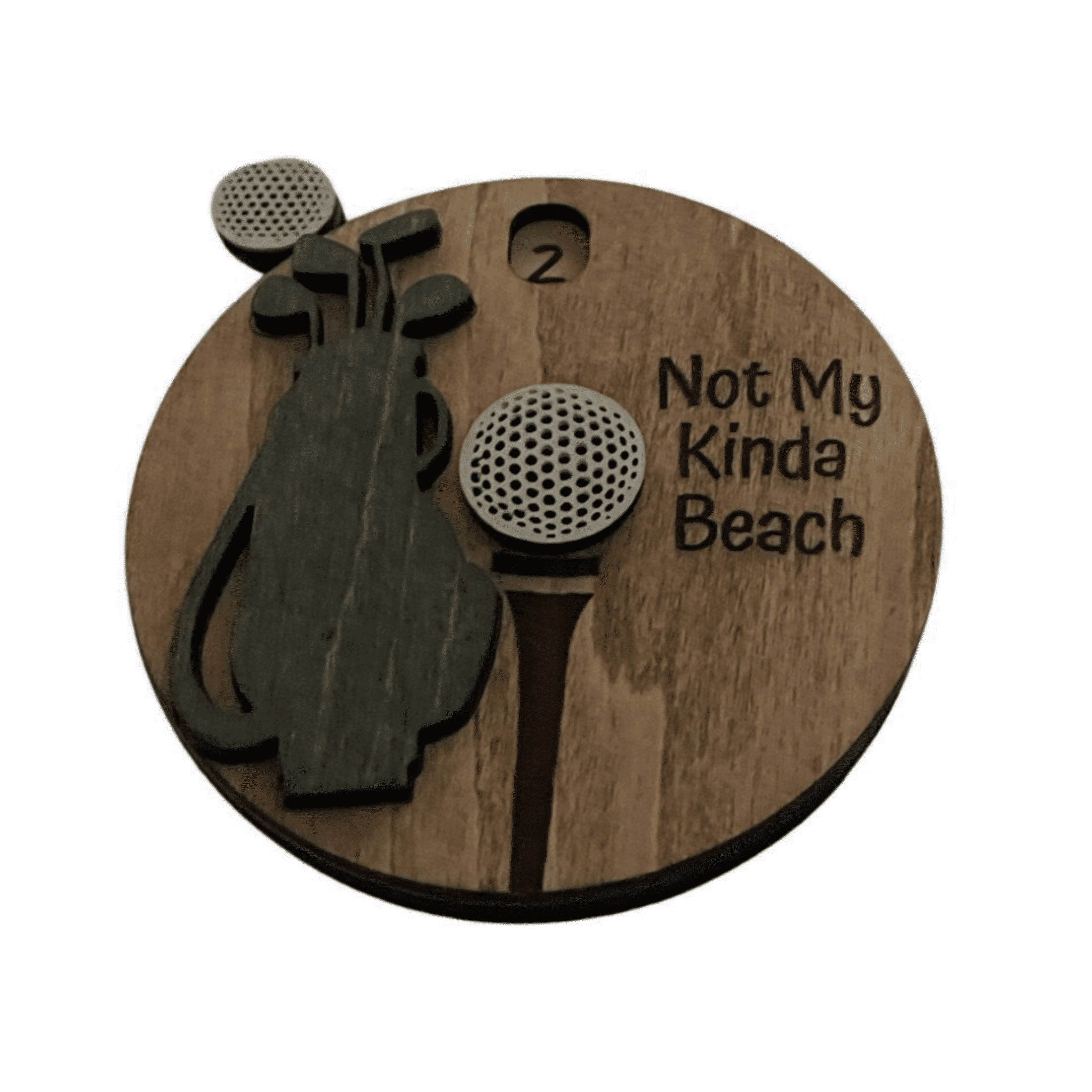 Not My Kinda Beach' Golf Stroke Counter, Wooden Round Disc with Golf ...