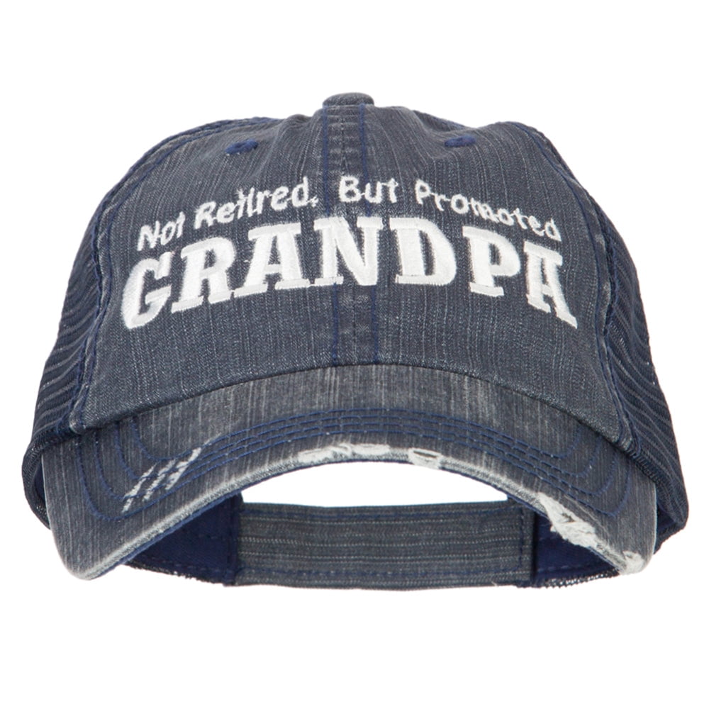 Not Retired Promoted Grandpa Embroidered Low Cotton Mesh Cap - Navy ...